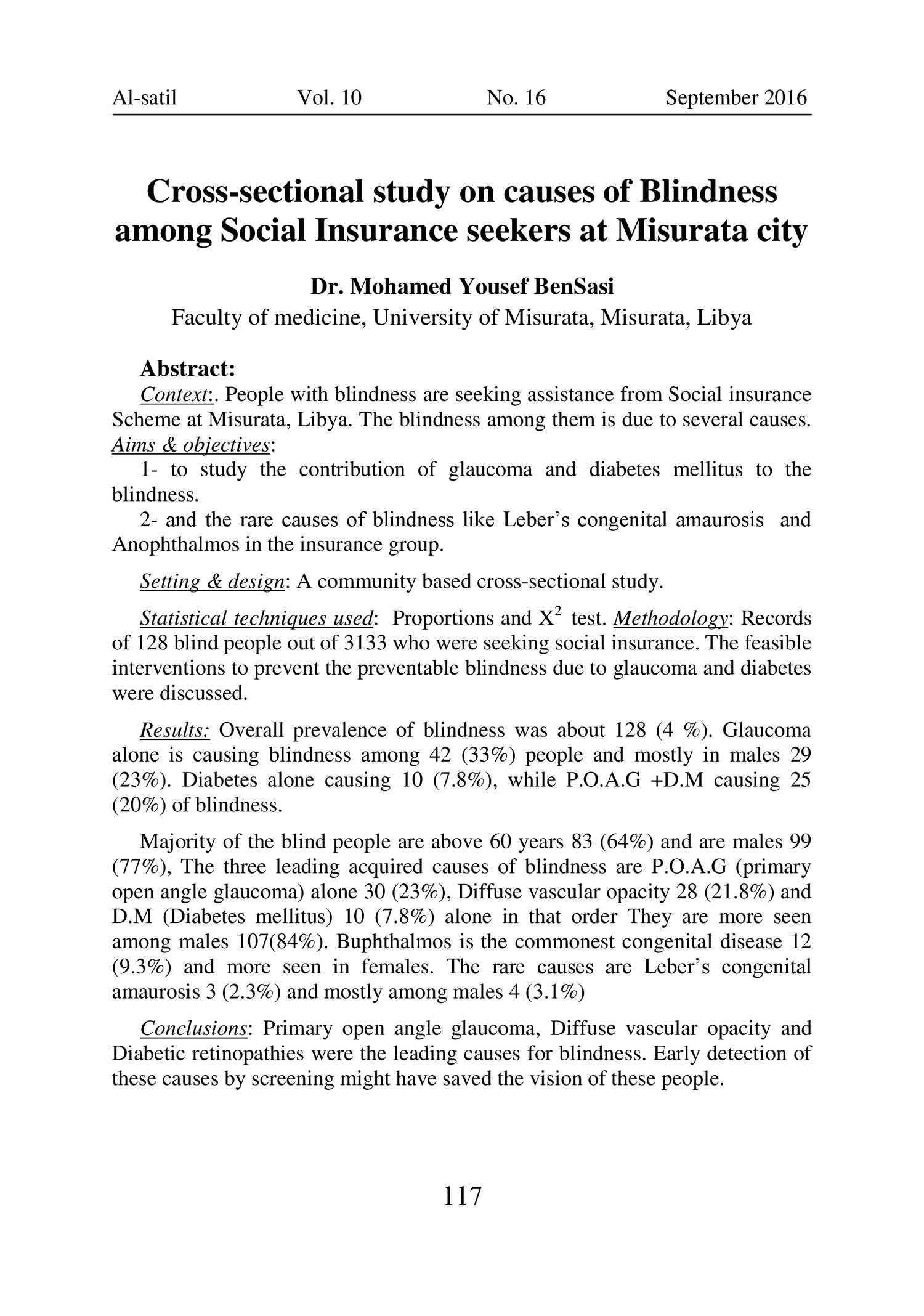 Cross-sectional study on causes of Blindness among Social Insurance seekers at Misurata city.pdf ...