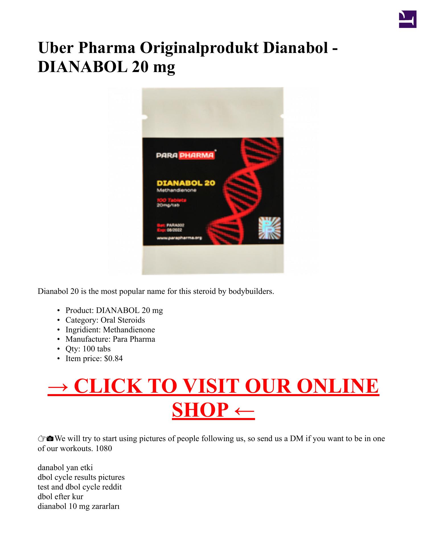 Uber Pharma Originalprodukt Dianabol - DIANABOL 20 mg 100 tabs .pdf ...