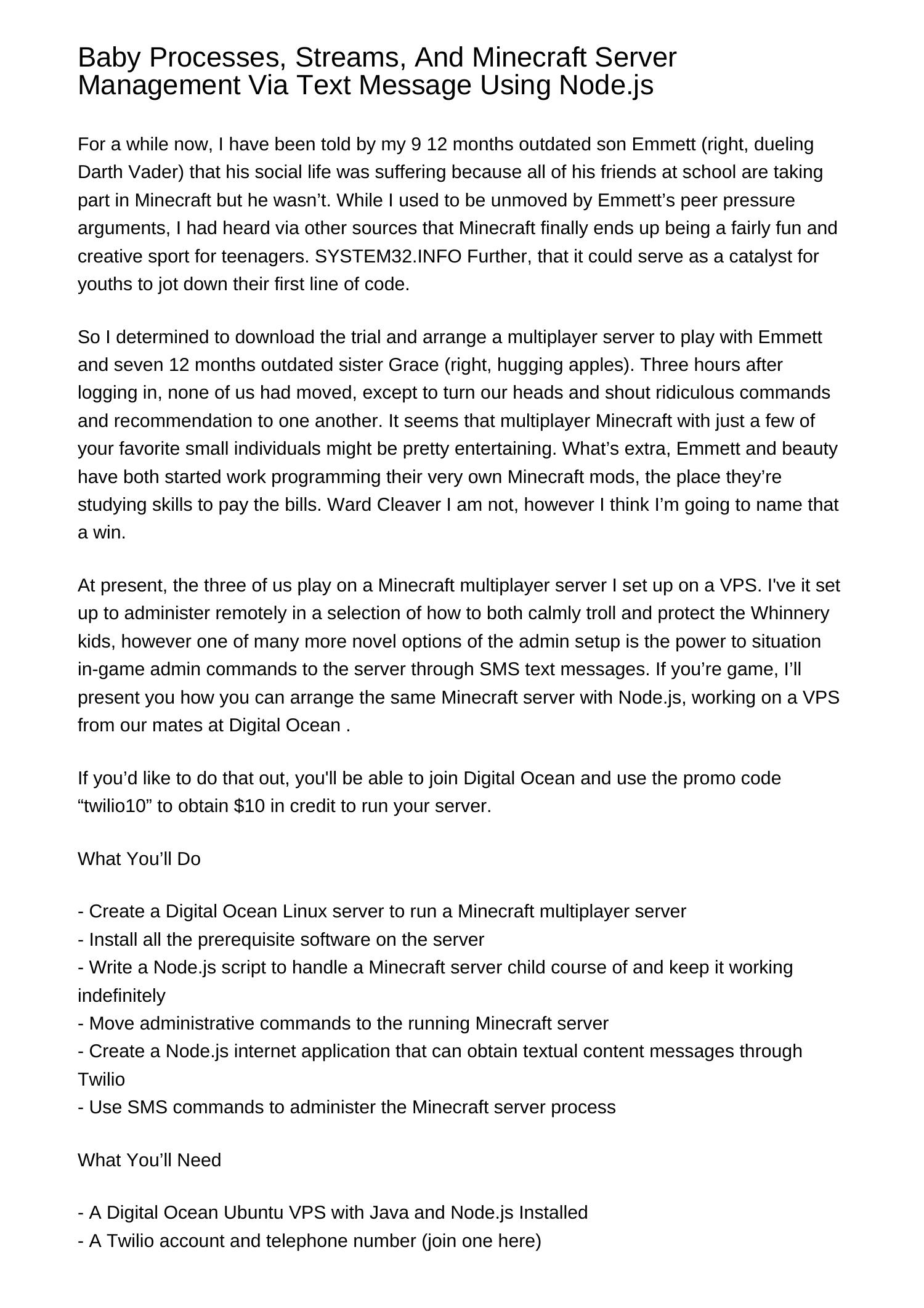 Youngster Processes Streams And Minecraft Server Management Via Text ...