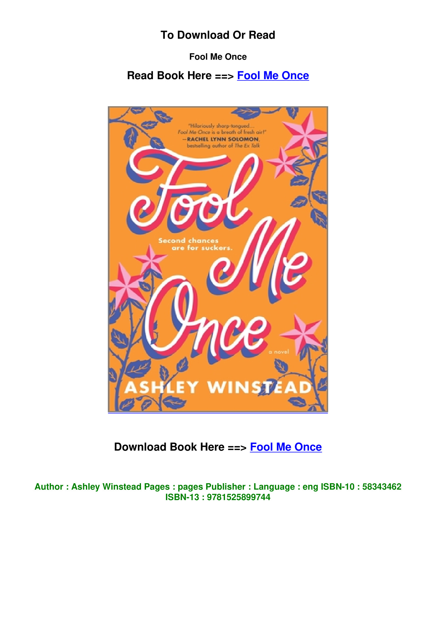 pdf DOWNLOAD Fool Me Once by Ashley Winstead.pdf | DocDroid
