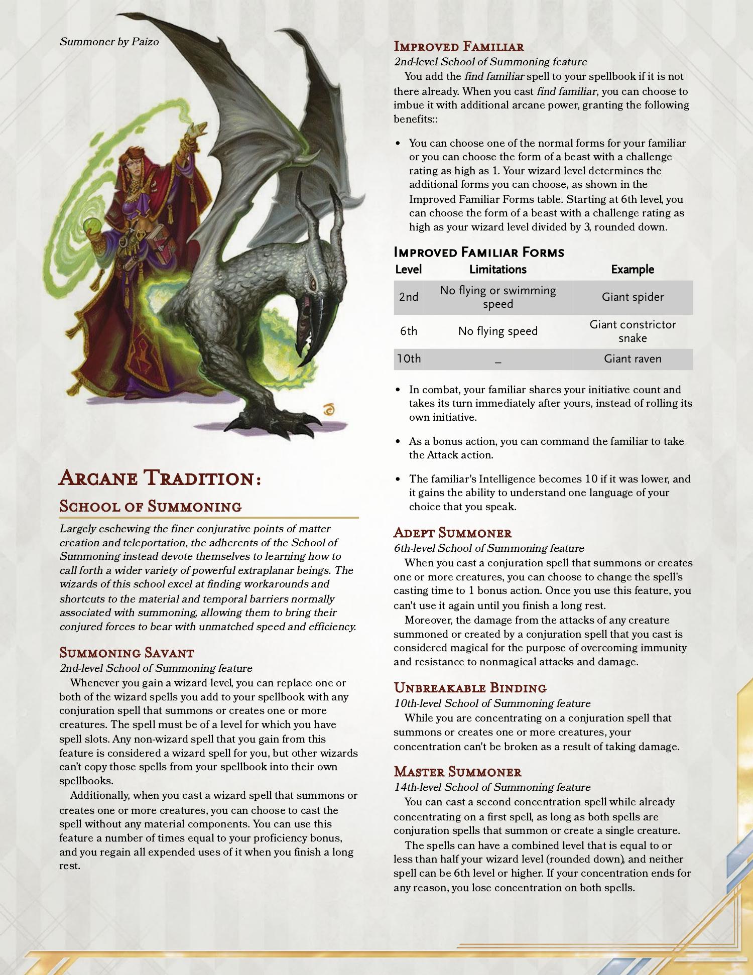 Wizard- Arcane Tradition_ School of Summoning _ GM Binder.pdf | DocDroid