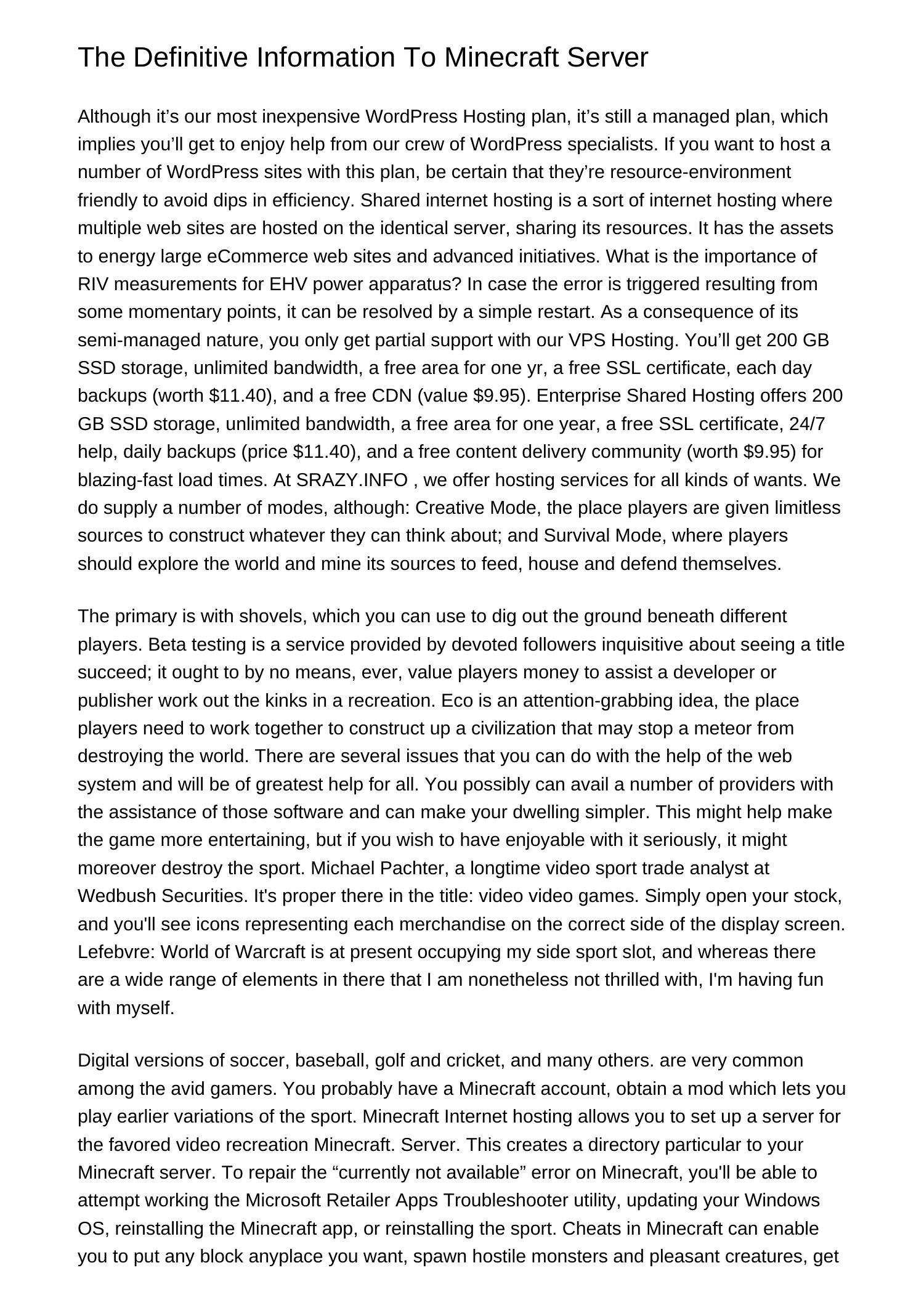 The Definitive Information To Minecraft Serveronruv.pdf.pdf | DocDroid