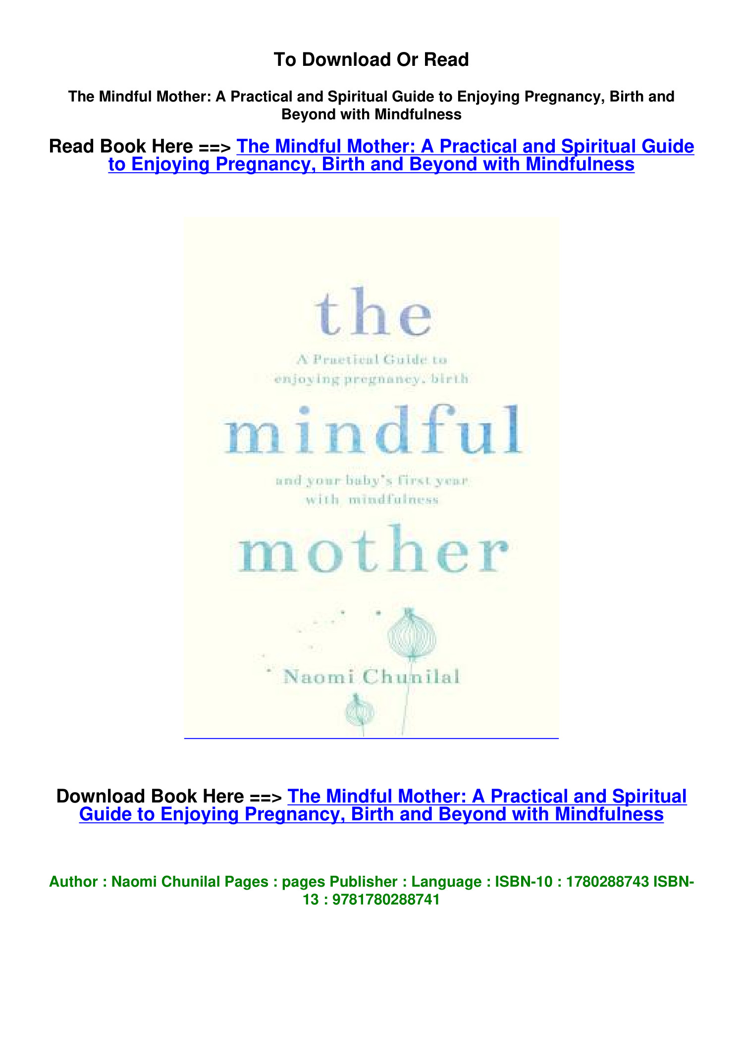 Pdf Download The Mindful Mother A Practical and Spiritual Guide to Enjoying .pdf | DocDroid
