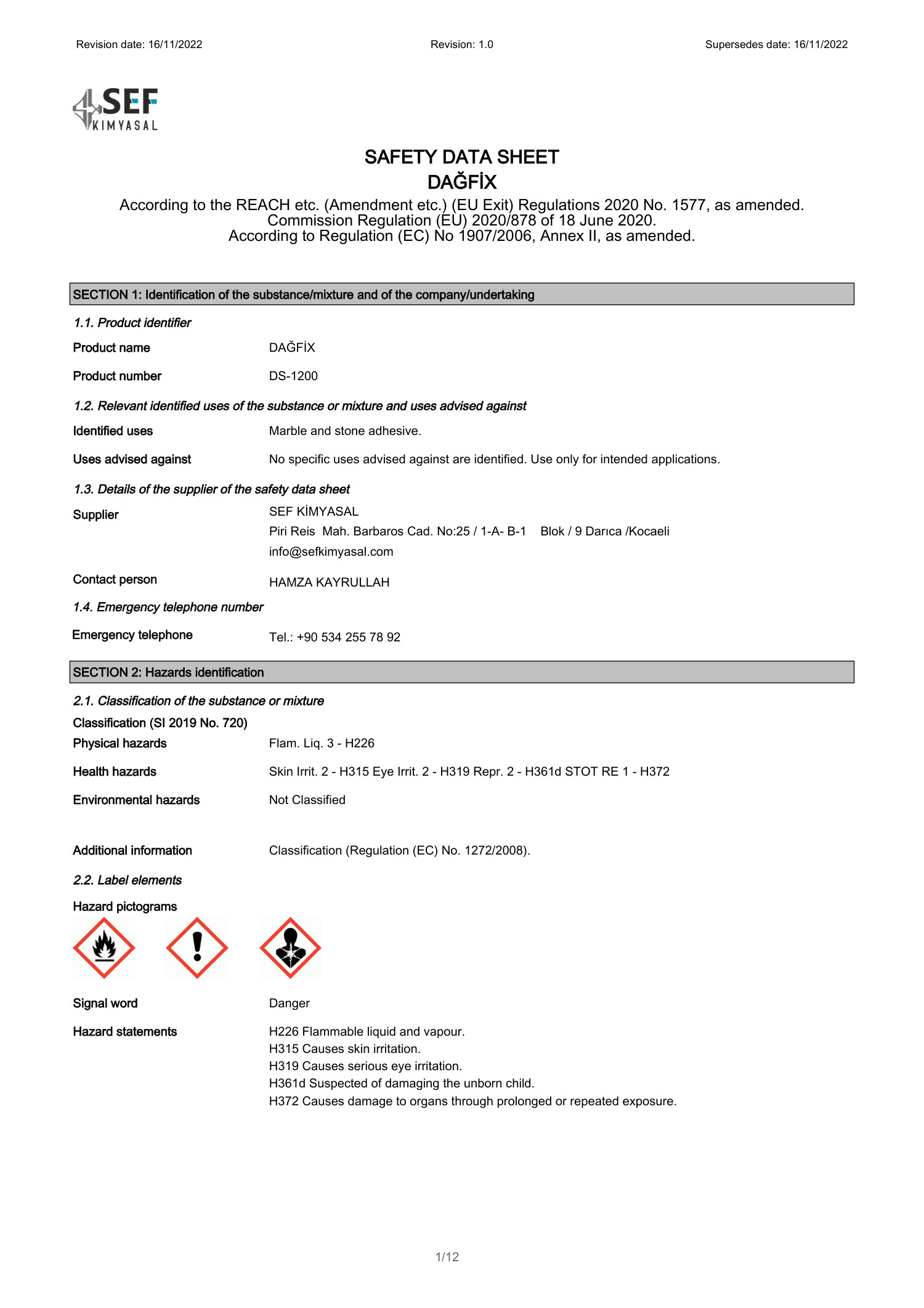 DAĞFİX_SDS_EN.pdf | DocDroid