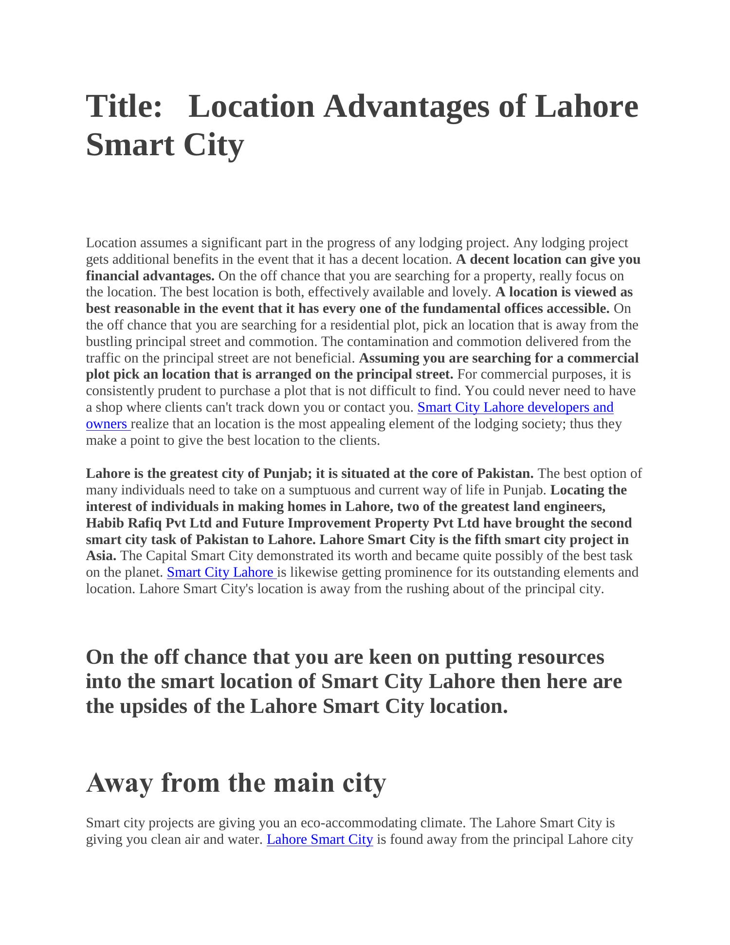 Location Advantages of Lahore Smart City.pdf | DocDroid