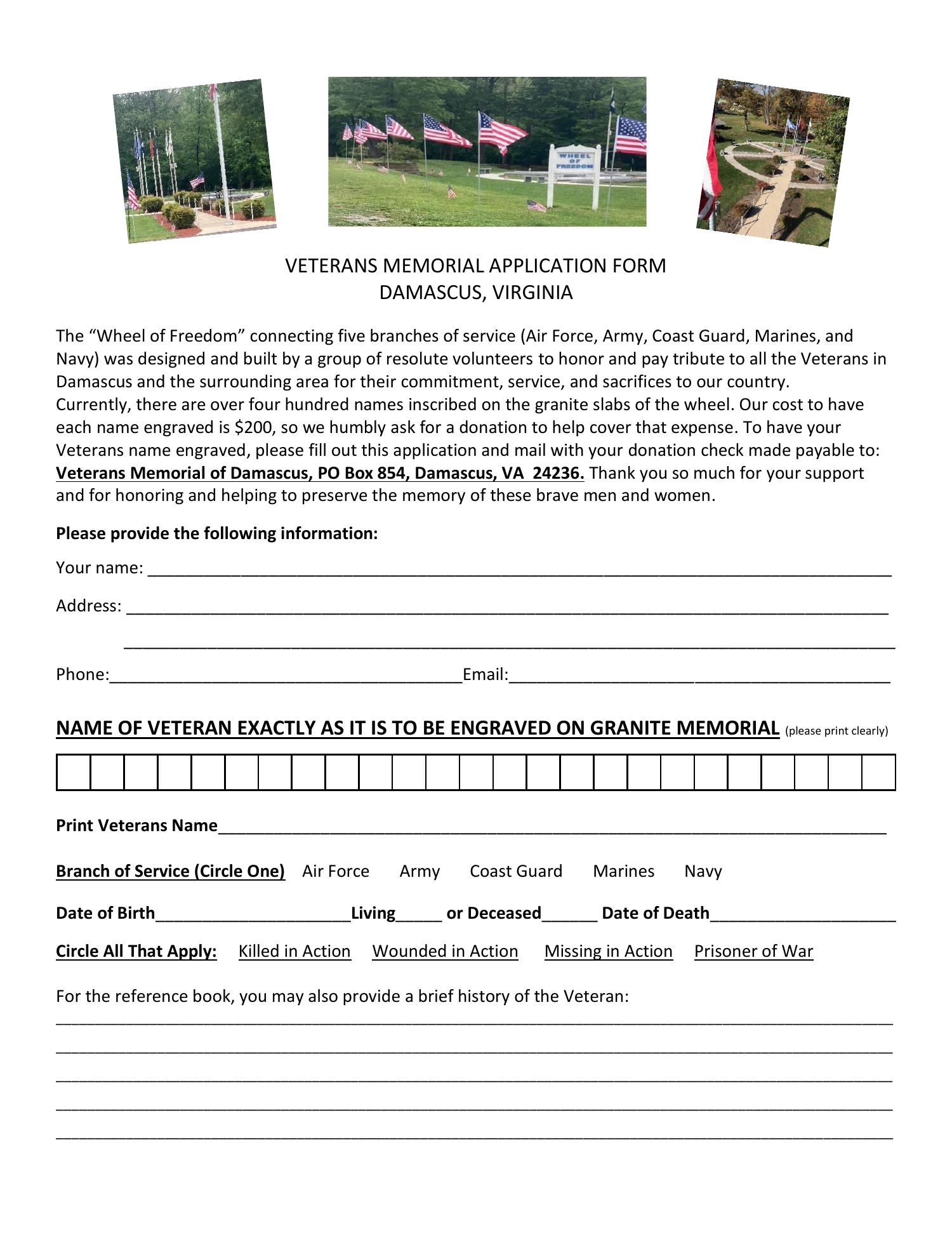 VETERANS MEMORIAL APPLICATION FORM.pdf | DocDroid