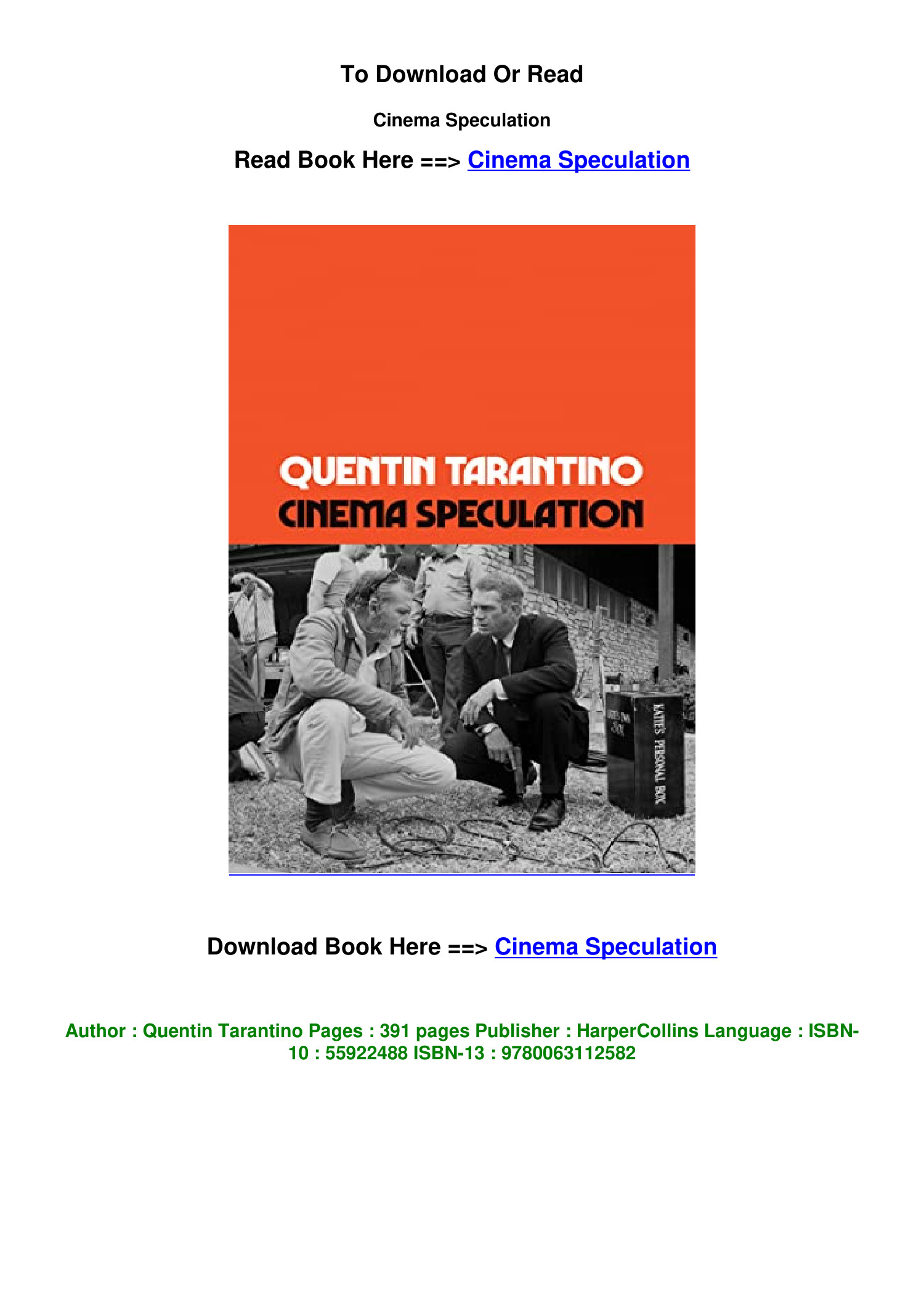 EPub DOWNLOAD Cinema Speculation by Quentin Tarantino.pdf | DocDroid