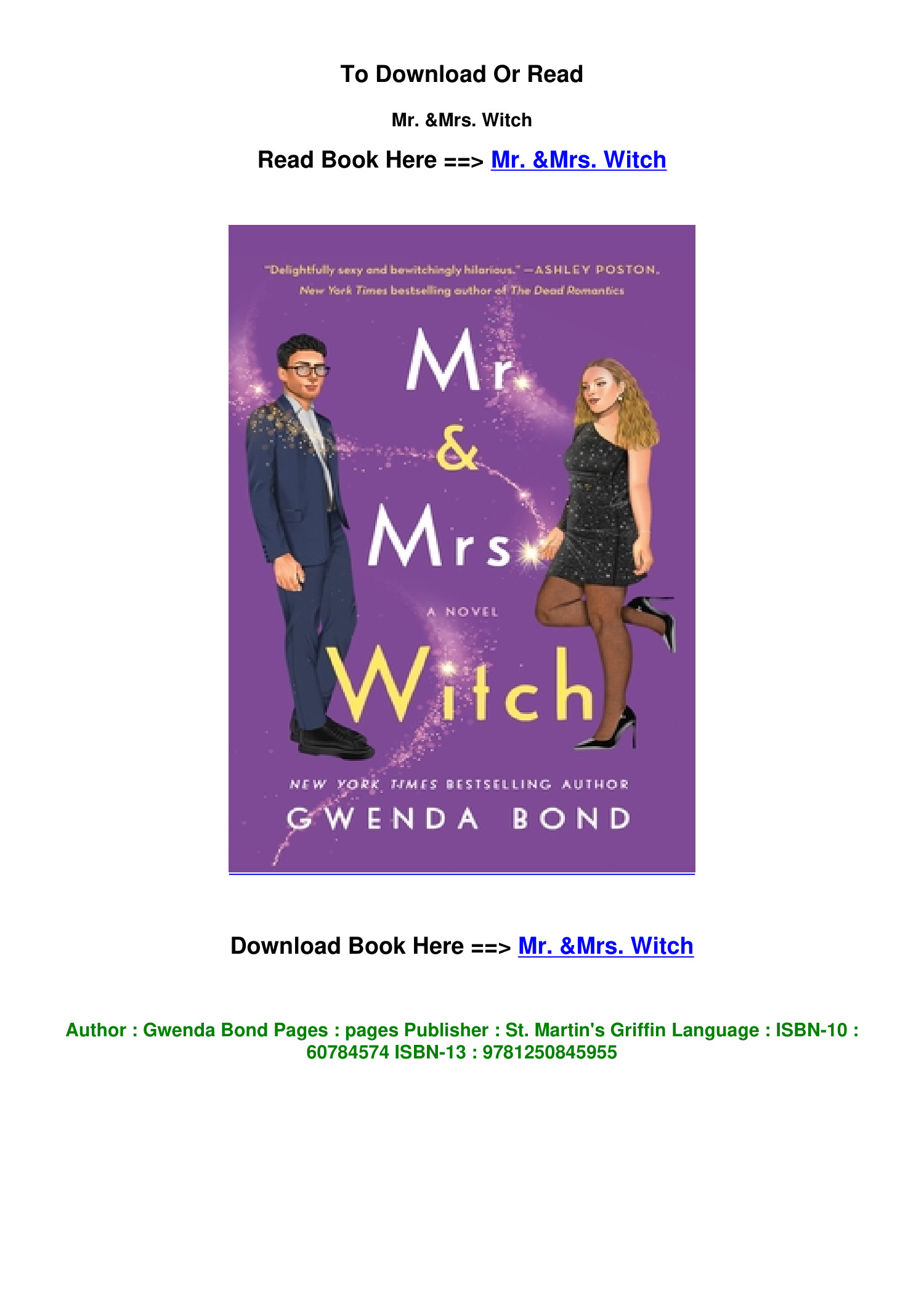 epub Download Mr Mrs Witch By Gwenda Bond.pdf | DocDroid