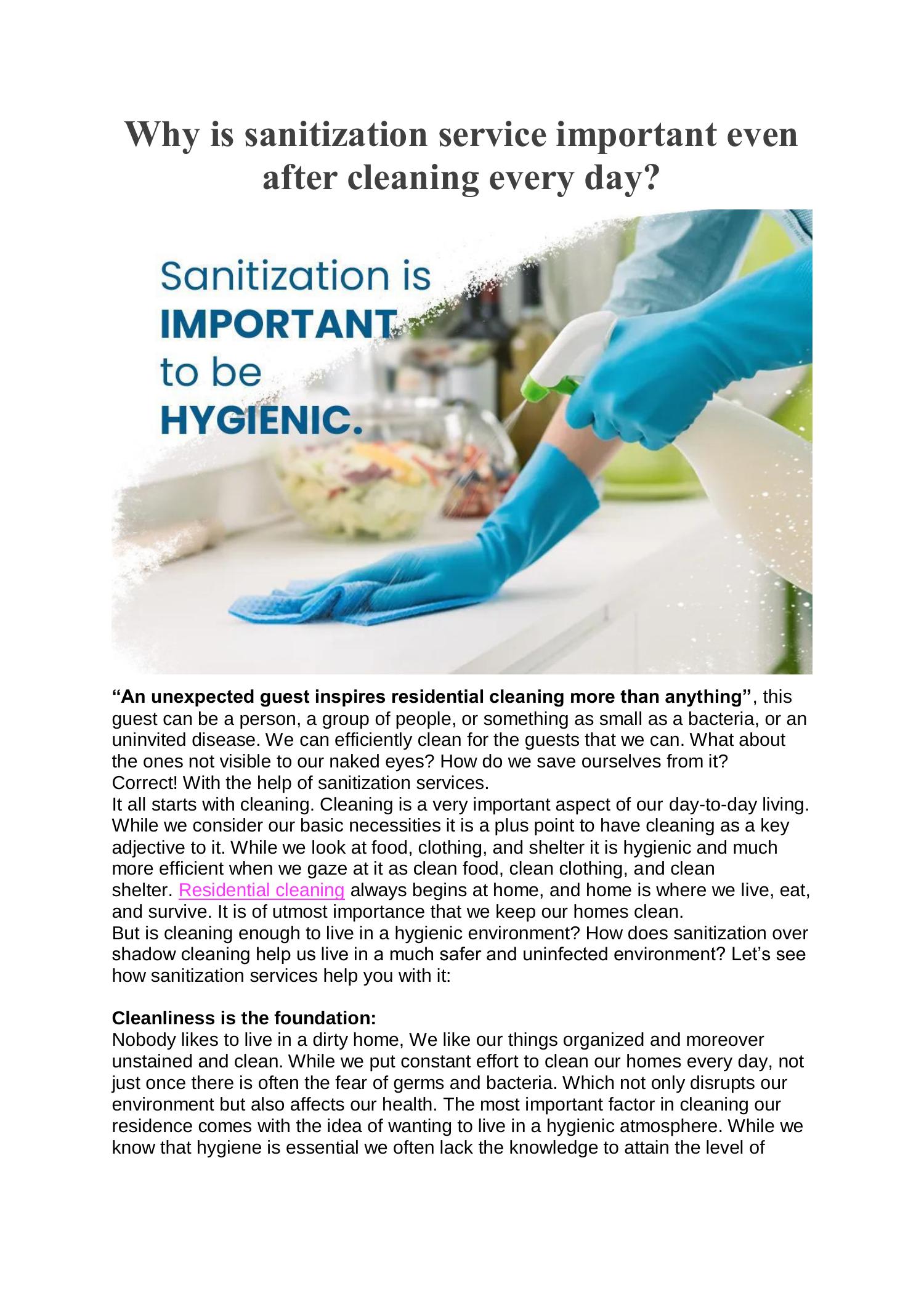 Why is sanitization service important even after cleaning every day.pdf | DocDroid