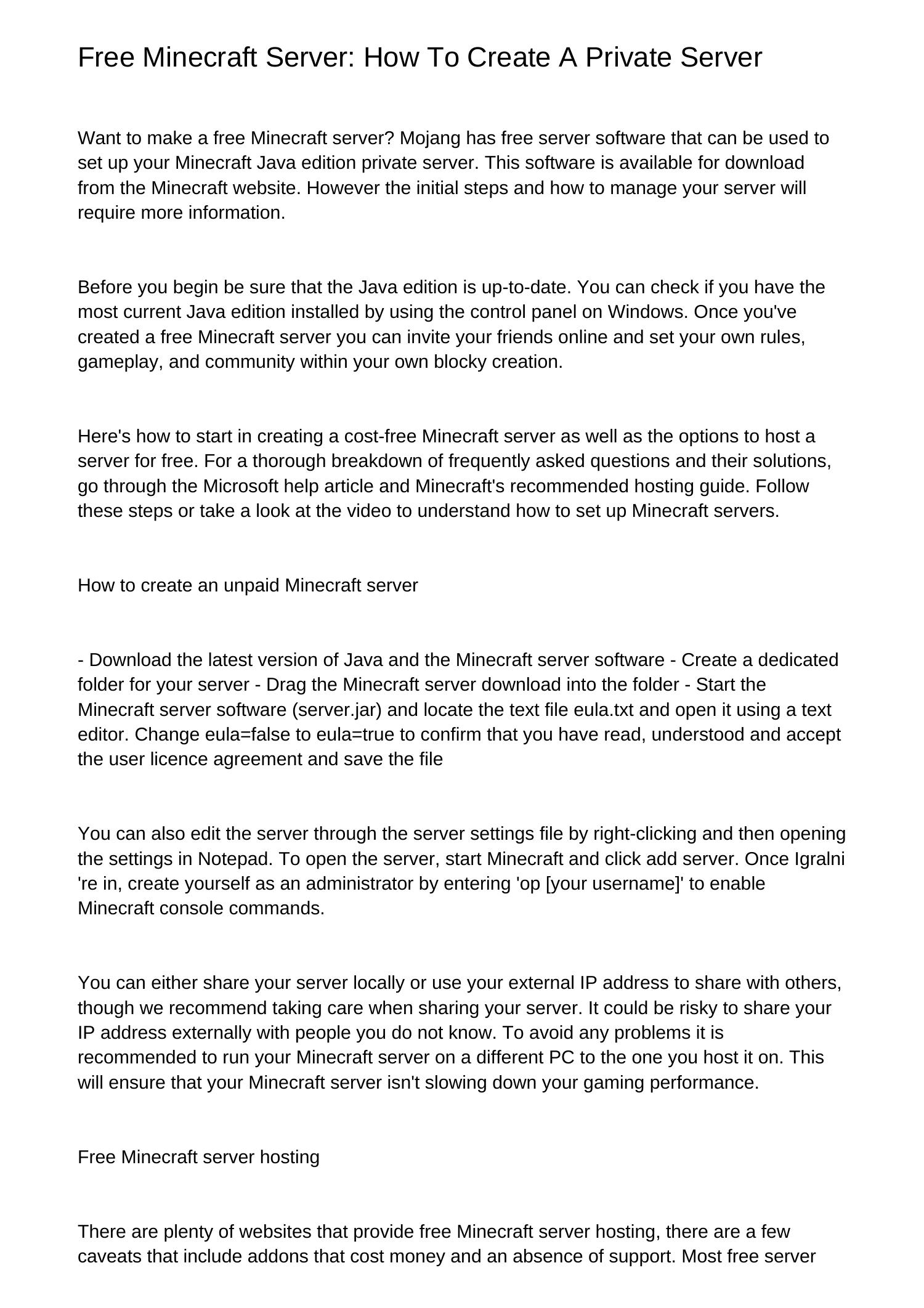 Free Minecraft Server How To Create A Private Serverffiso.pdf.pdf ...