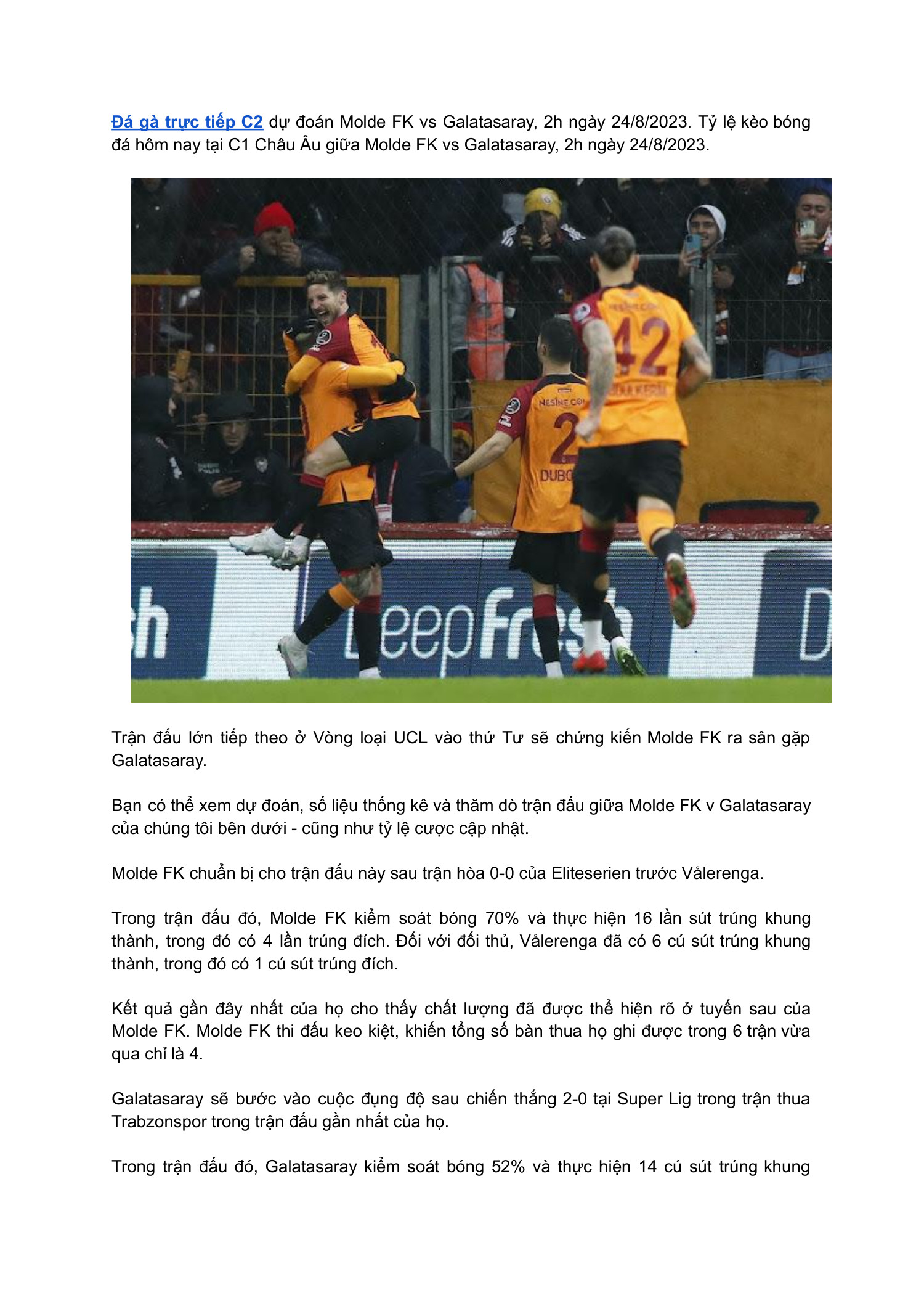 Đá gà trực tiếp C2 dự đoán Molde FK vs Galatasaray, 2h ngày 24_8_2023.pdf | DocDroid