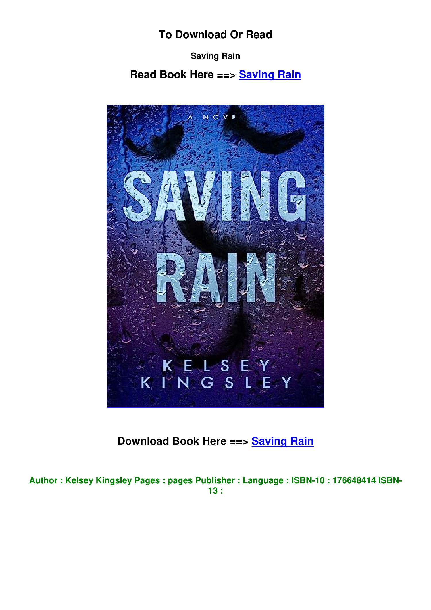 Pdf Download Saving Rain by Kelsey Kingsley.pdf | DocDroid