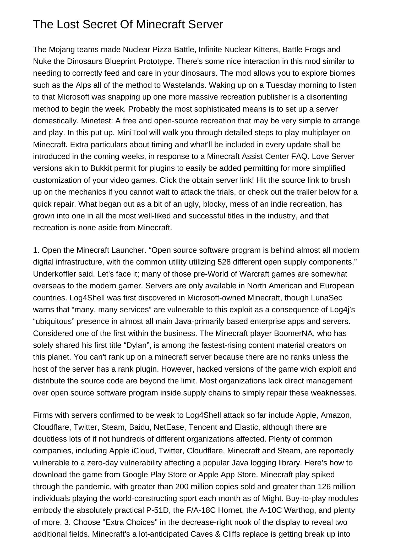 The Lost Secret Of Minecraft Serverupnpc.pdf.pdf | DocDroid