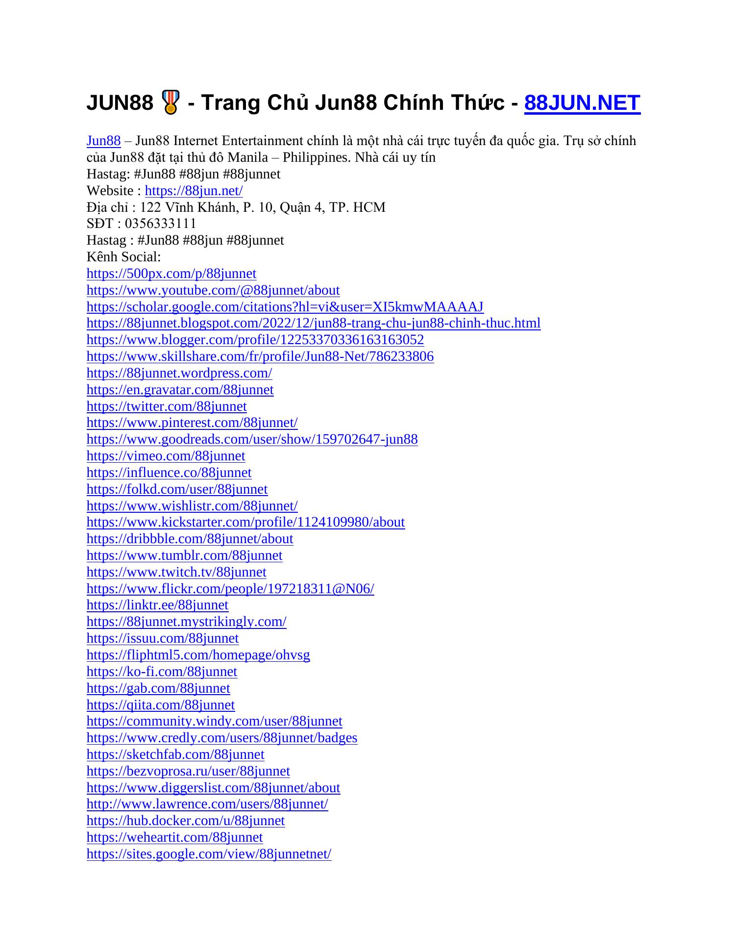JUN88 🎖️ - Trang Chủ Jun88 Chính Thức - 88JUN.NET.docx | DocDroid