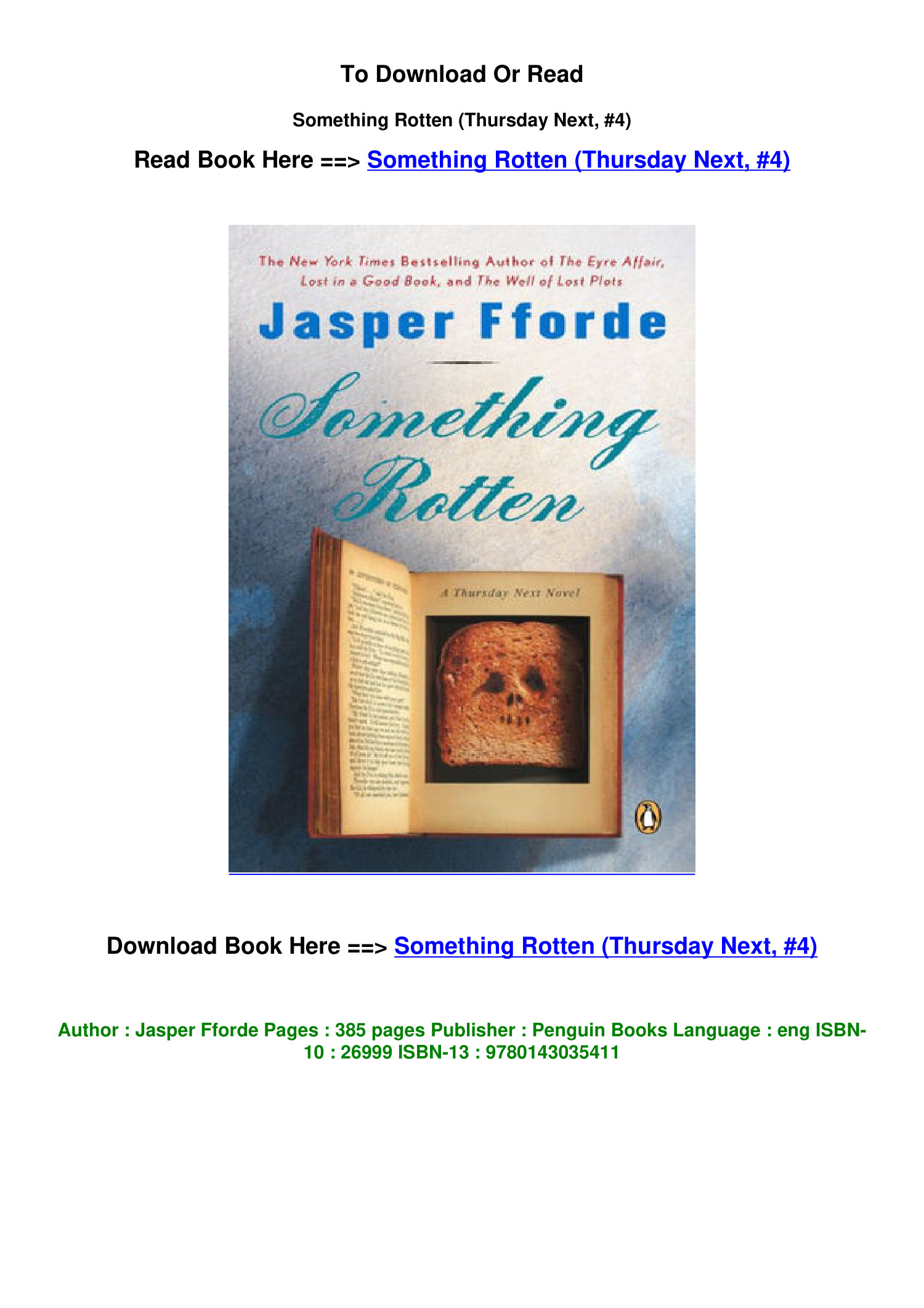 Download EPUB Something Rotten Thursday Next 4 By Jasper Fforde.pdf | DocDroid