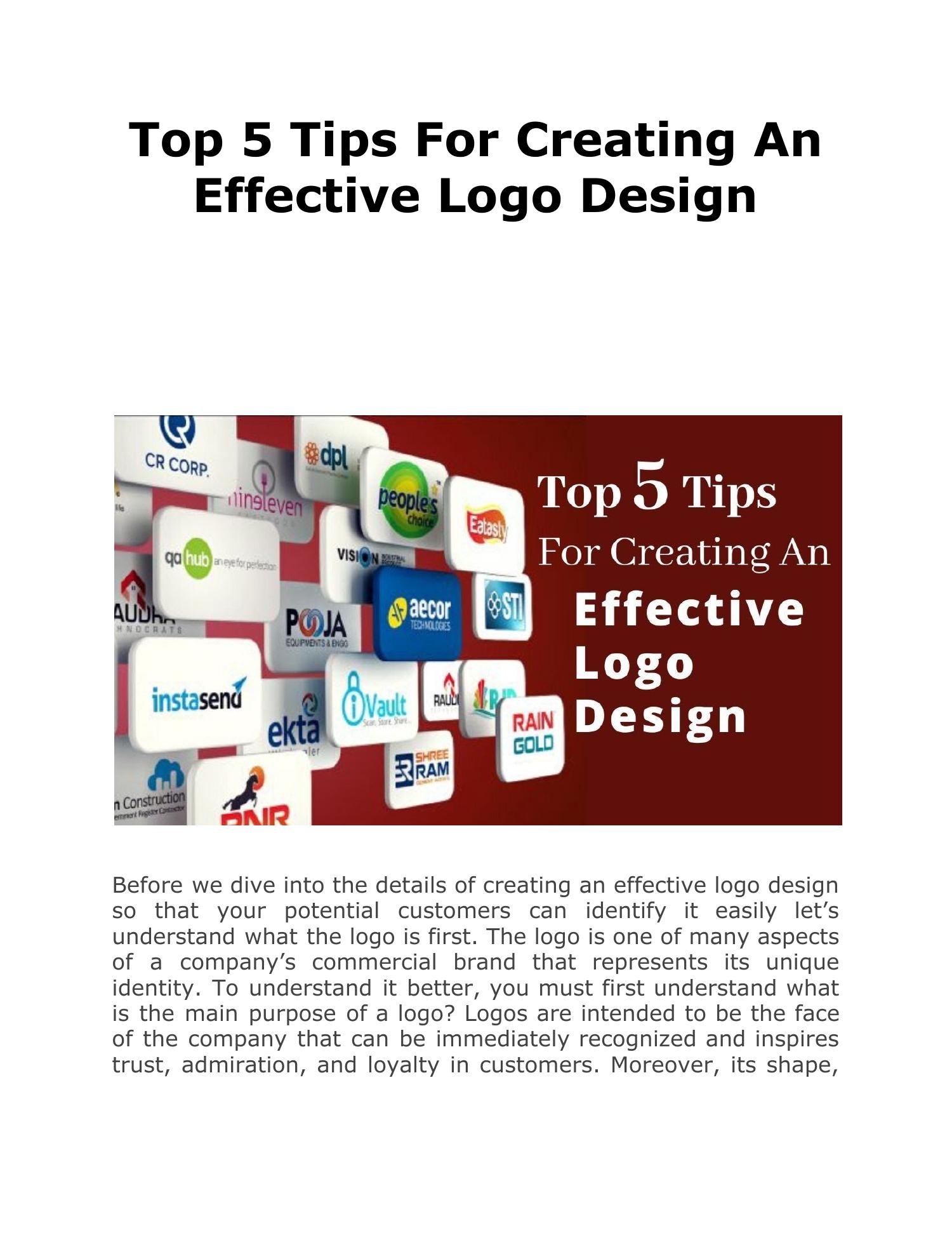 Top 5 Tips For Creating An Effective Logo Design.pdf | DocDroid