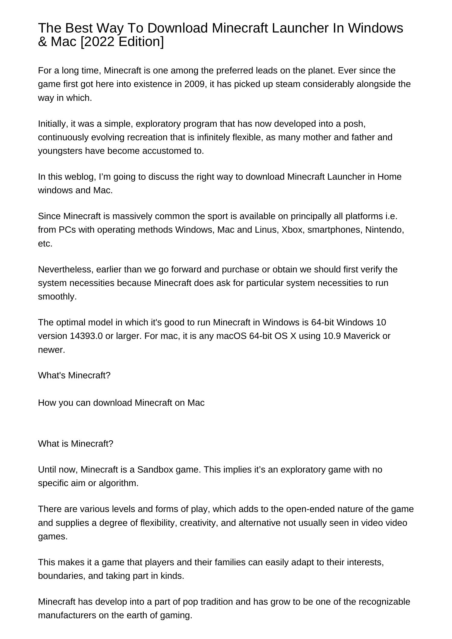 The Right Way To Download Minecraft Launcher In Home Windows Mac 2022 ...