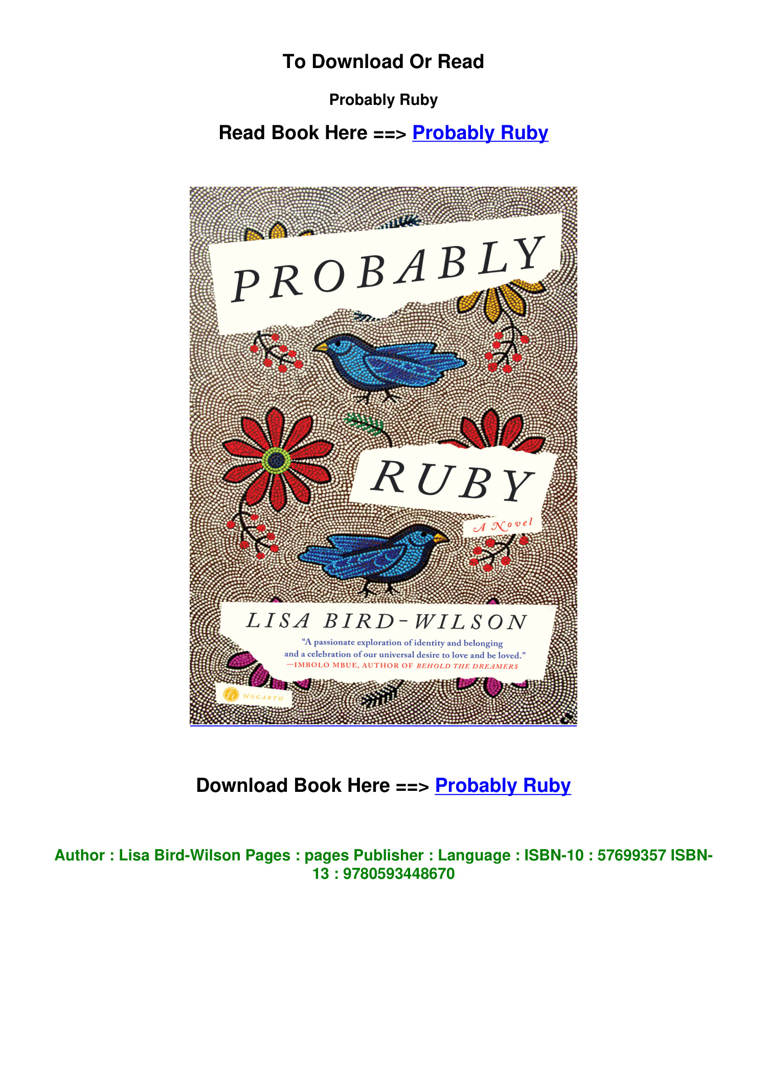 DOWNLOAD Pdf Probably Ruby BY Lisa Bird Wilson.pdf | DocDroid