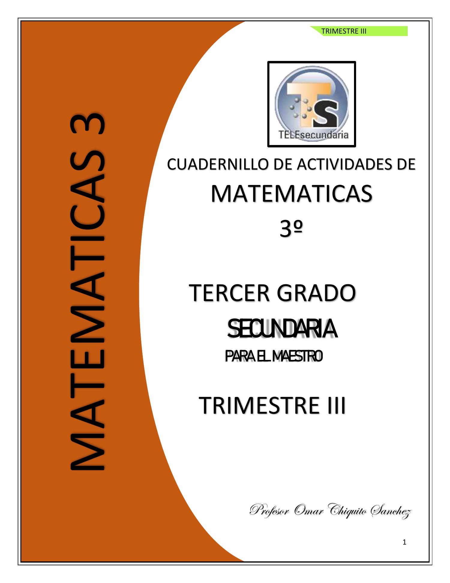 Cuadernillo De Acttividades De Matemáticas 3 De Secundaria - Trimestre ...