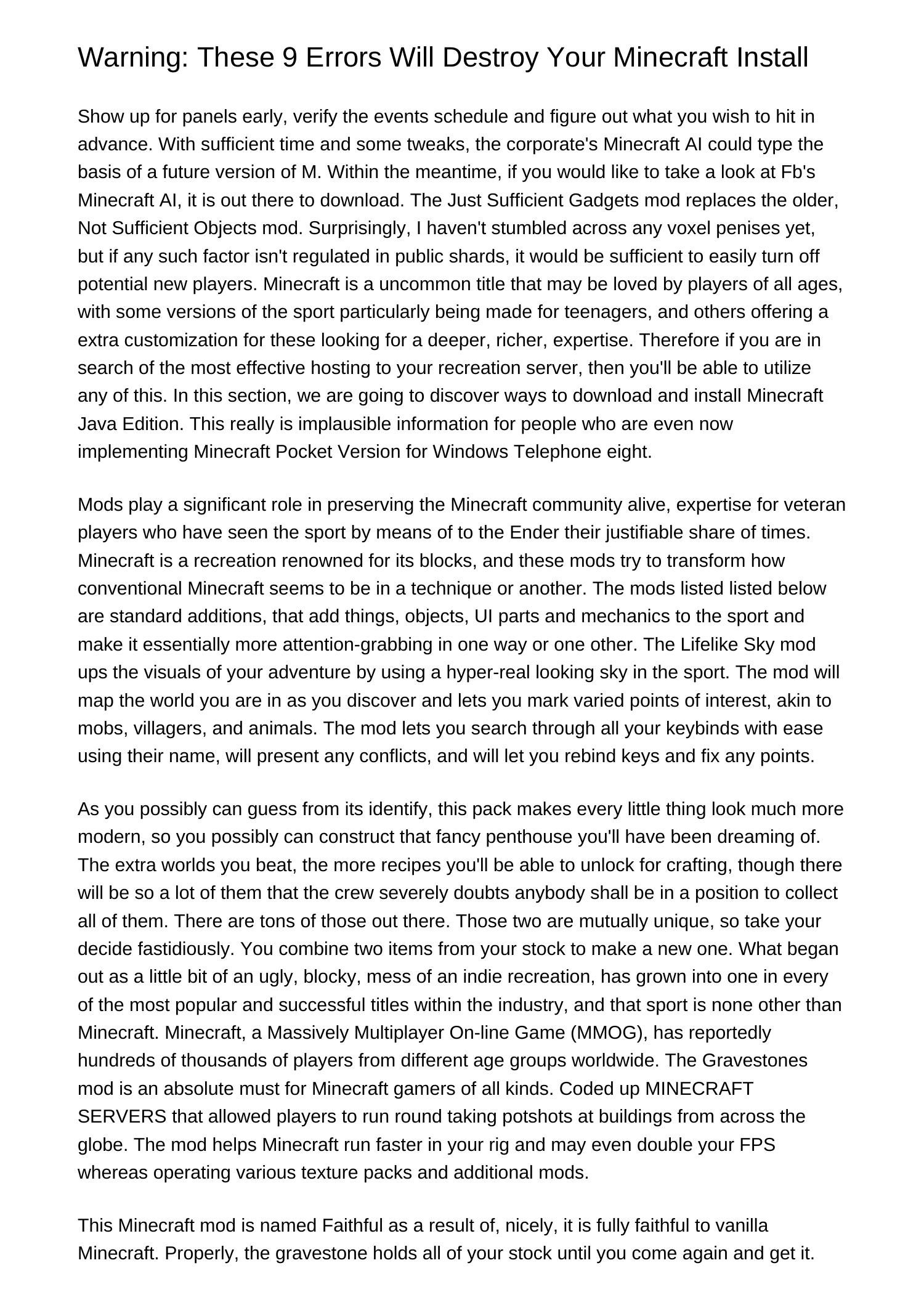 Warning These 9 Mistakes Will Destroy Your Minecraft Installxsimu.pdf ...