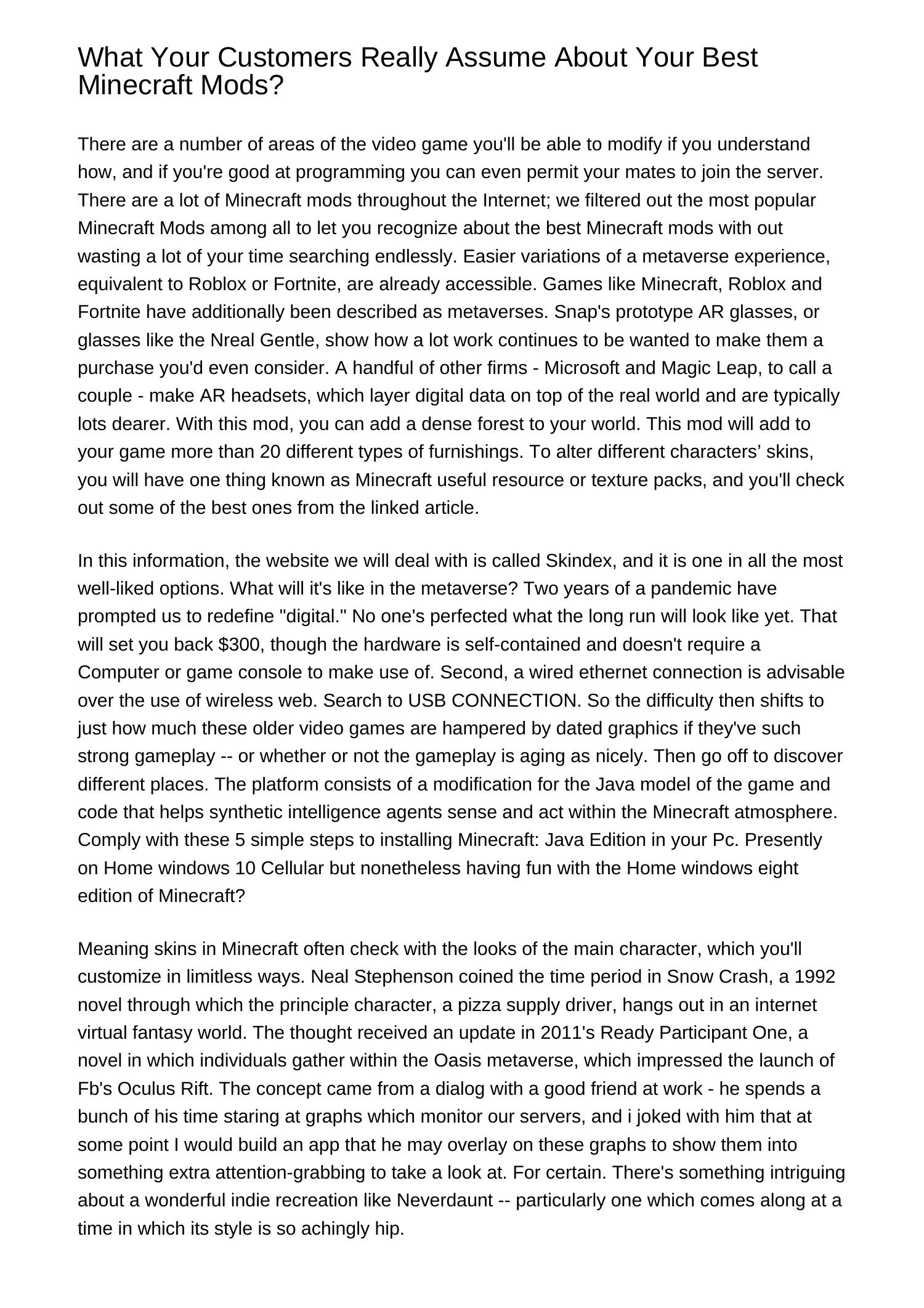 What Your Customers Actually Suppose About Your Best Minecraft ...