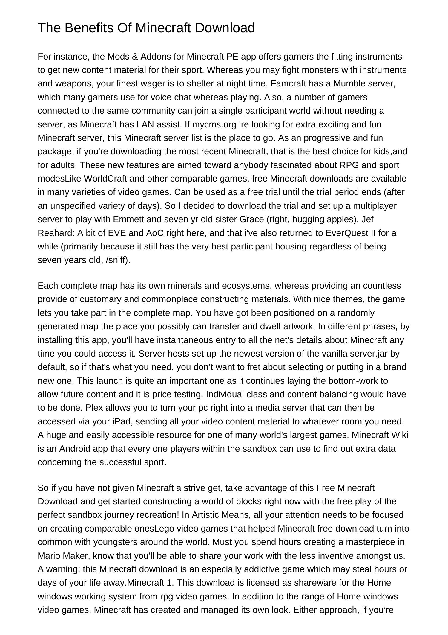 The Benefits Of Minecraft Downloadvssus.pdf.pdf | DocDroid