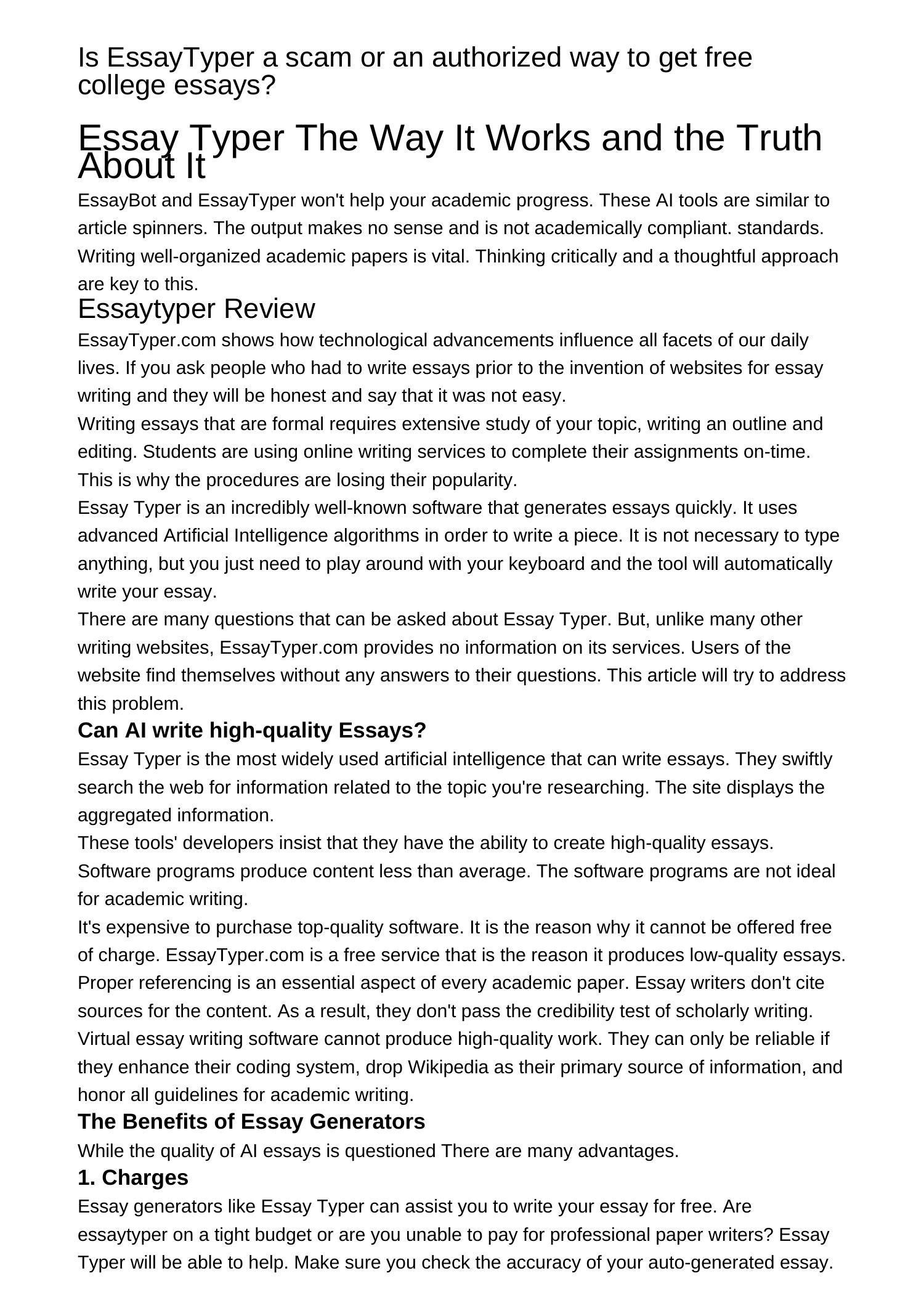 Is EssayTyper a scam or a legal way to receive free college essaysfjsts ...