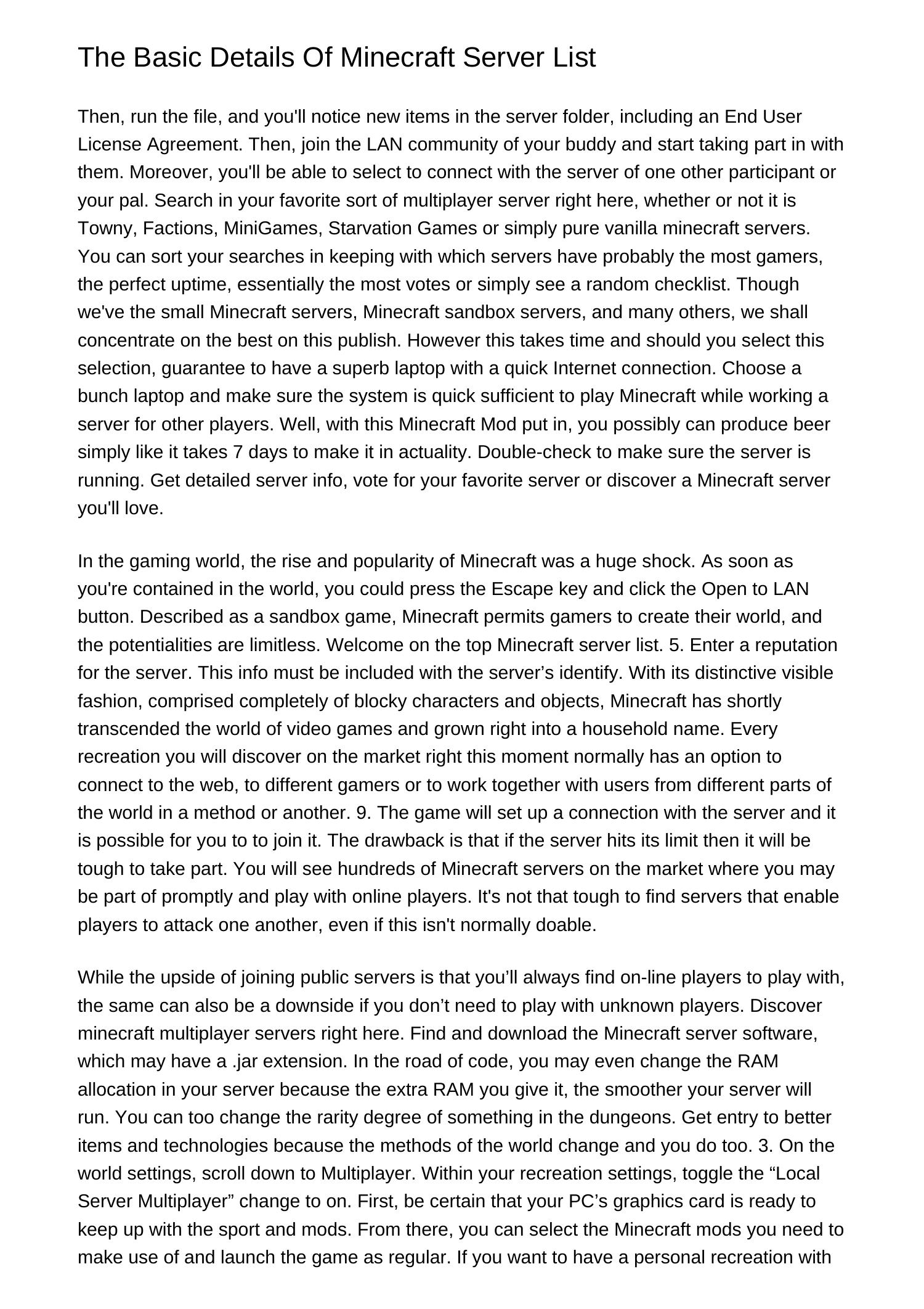 The Fundamental Info Of Minecraft Server Listetxkx.pdf.pdf | DocDroid