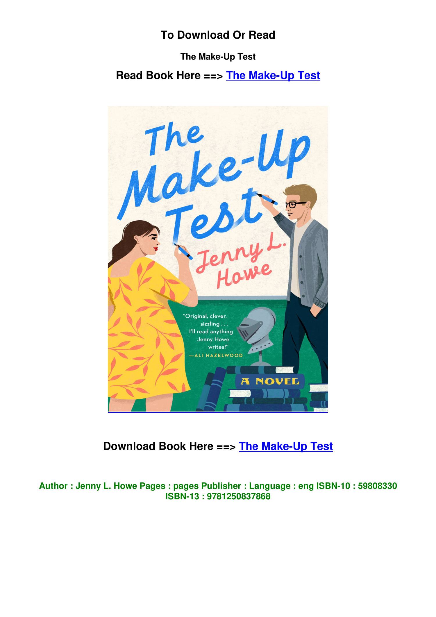 Pdf download The Make Up Test by Jenny L Howe.pdf | DocDroid