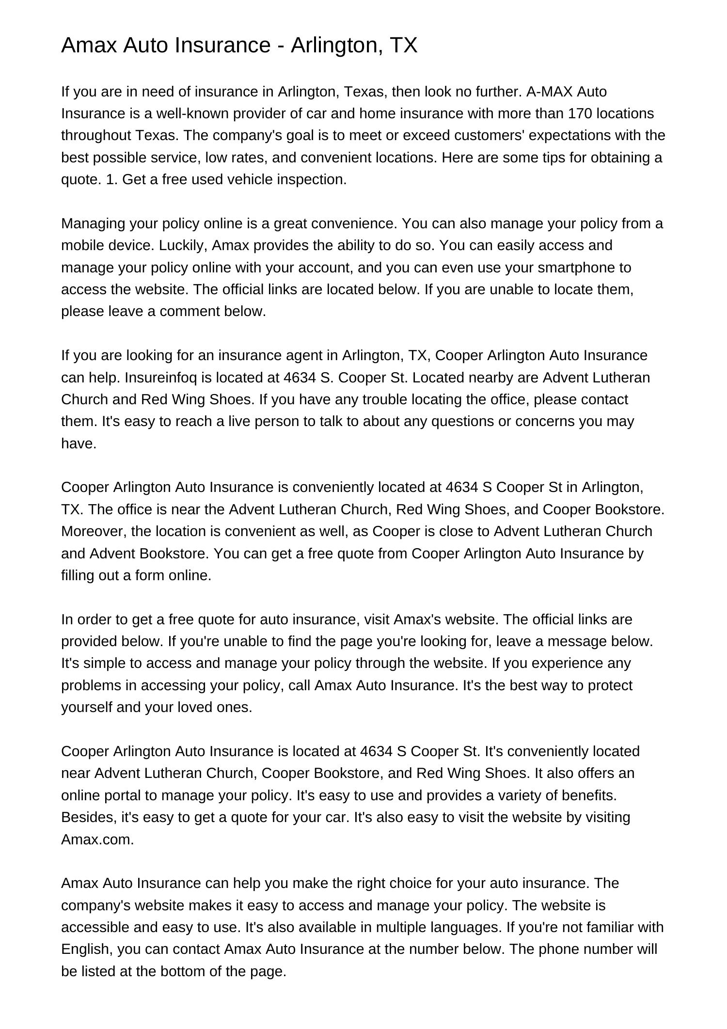 Amax Auto Insurance Arlington TXugkfz.pdf.pdf | DocDroid