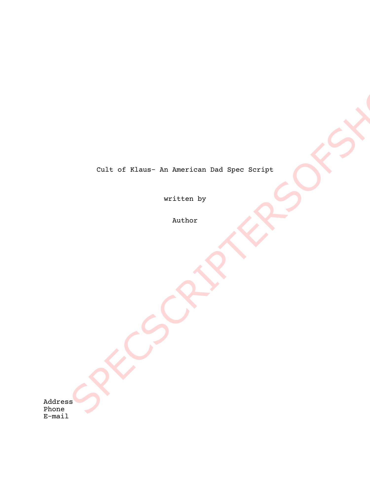 Cult of Klaus- An American Dad Spec Script.pdf | DocDroid