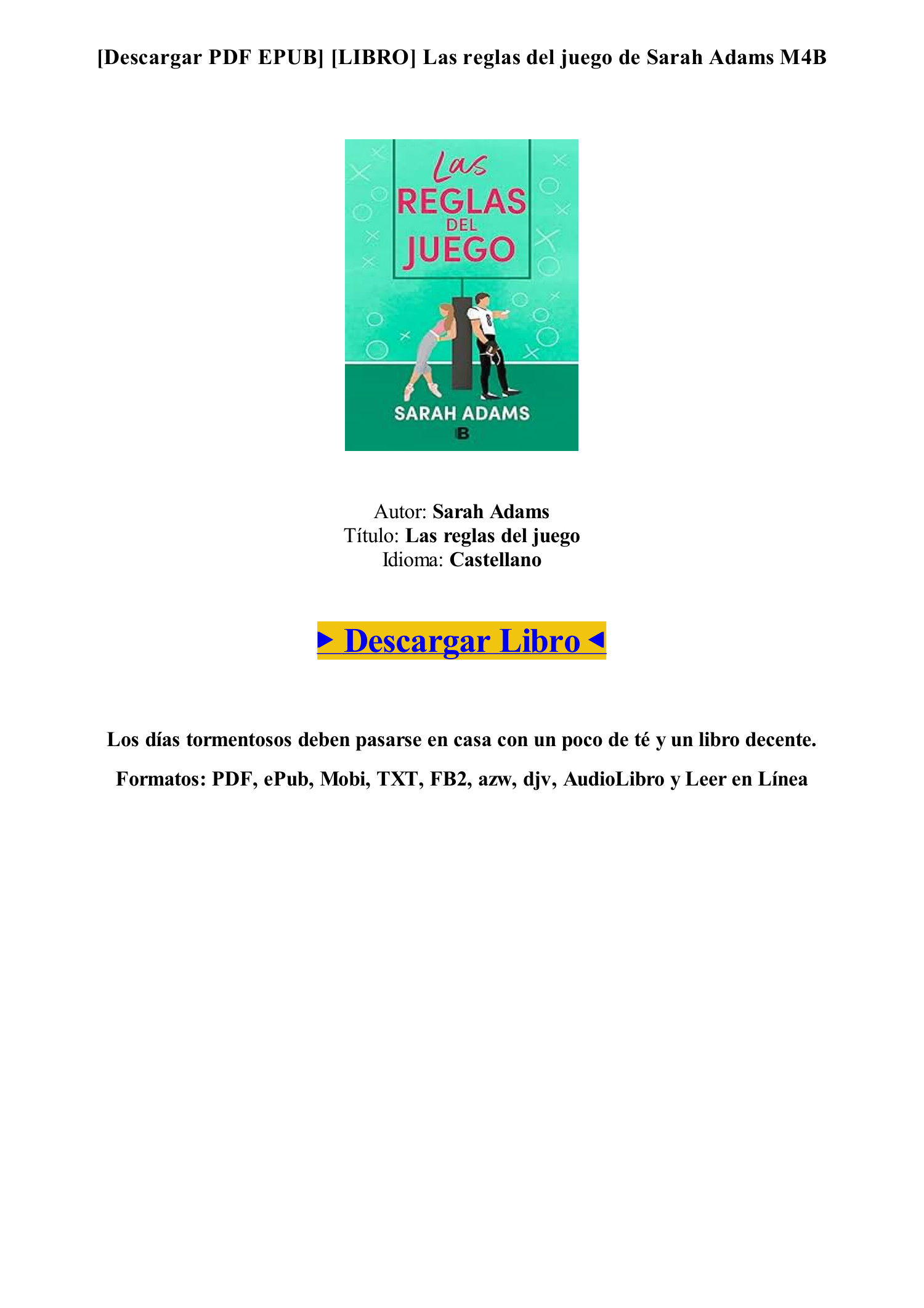 (Libro) Descargar Las reglas del juego de Sarah Adams [LIBRO].pdf | DocDroid