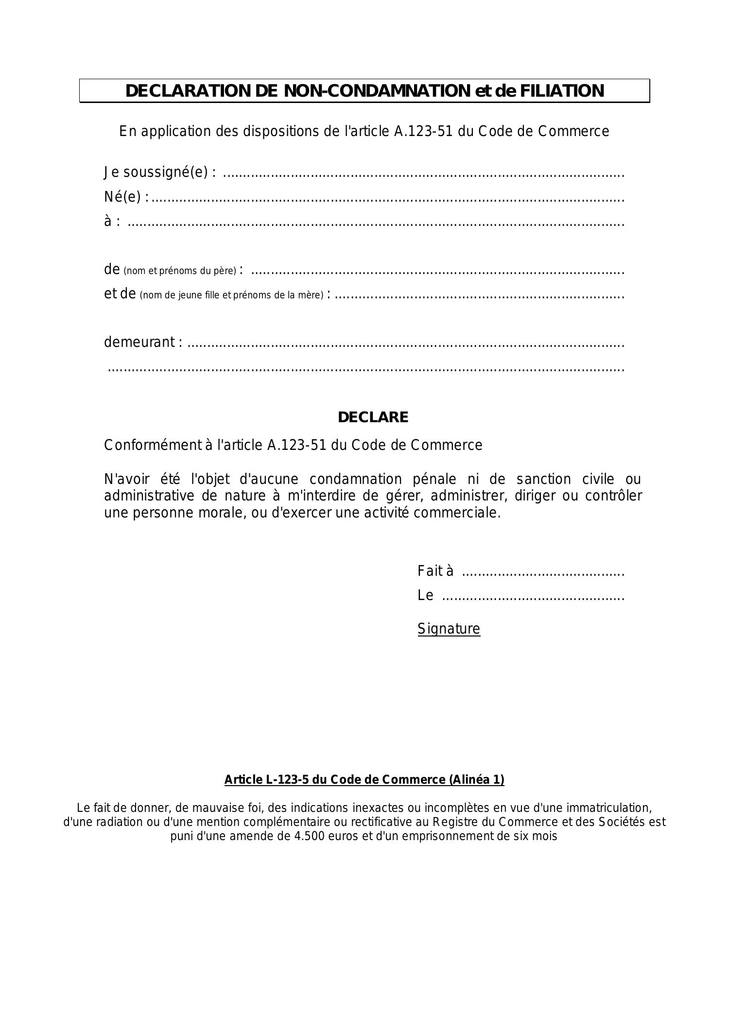 Déclaration de non-condamnation et de filiation.pdf | DocDroid