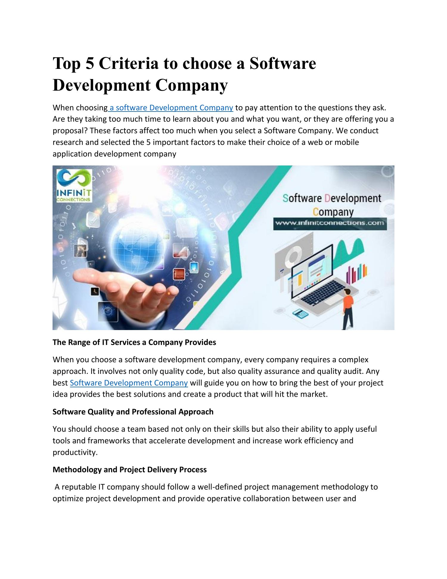 Top 5 Criteria to choose a Software Development Company.docx | DocDroid