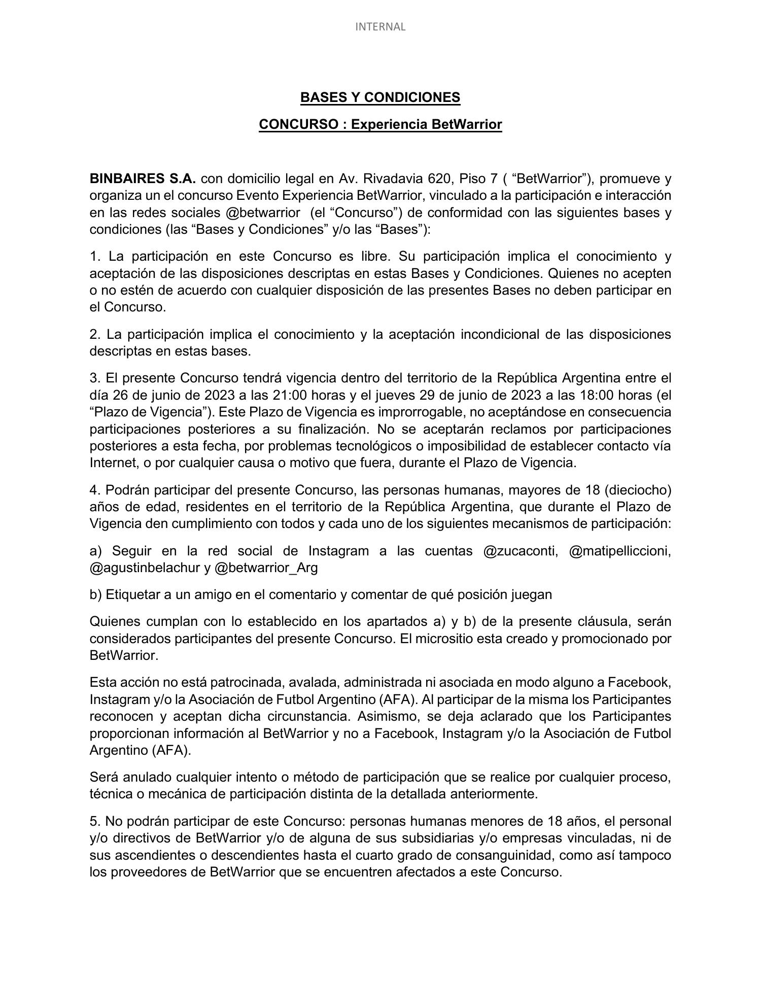 Bases y condiciones - Sorteo Collab Experiencia BW.docx | DocDroid