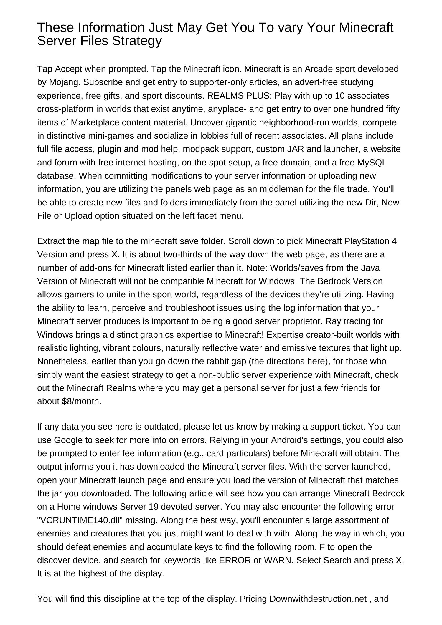 These Information Just Would possibly Get You To alter Your Minecraft ...