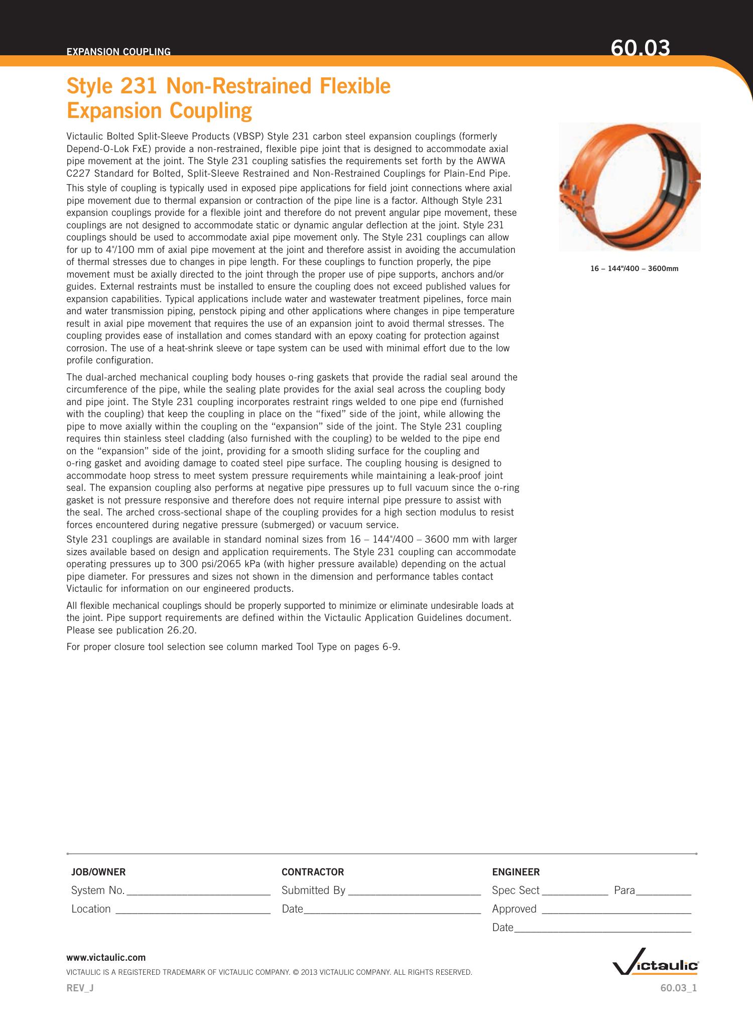 60.03 Style 231 Non-Restrained Flexible Expansion Coupling.pdf | DocDroid