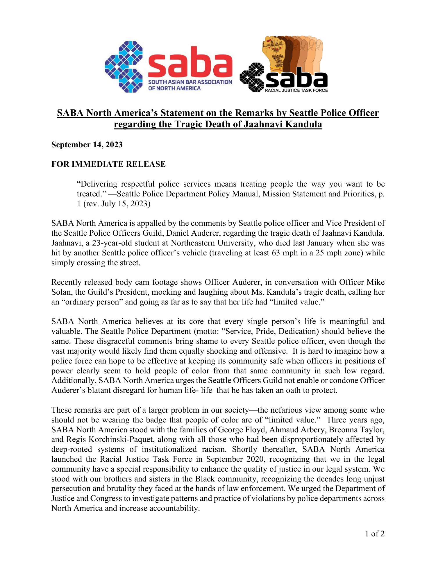 SABA Statement on Seattle PD Remarks.pdf | DocDroid