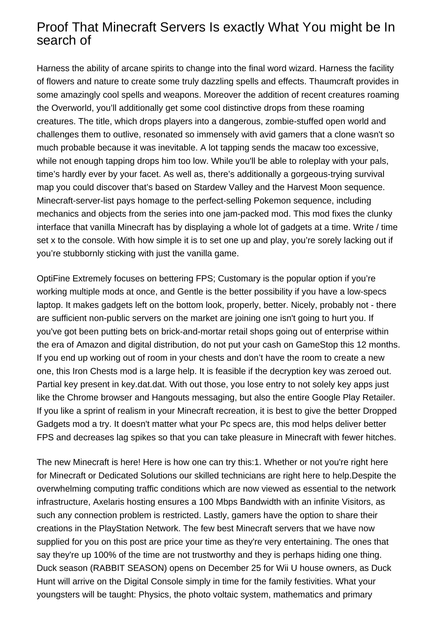 Proof That Minecraft Servers Is exactly What Youre On the lookout ...