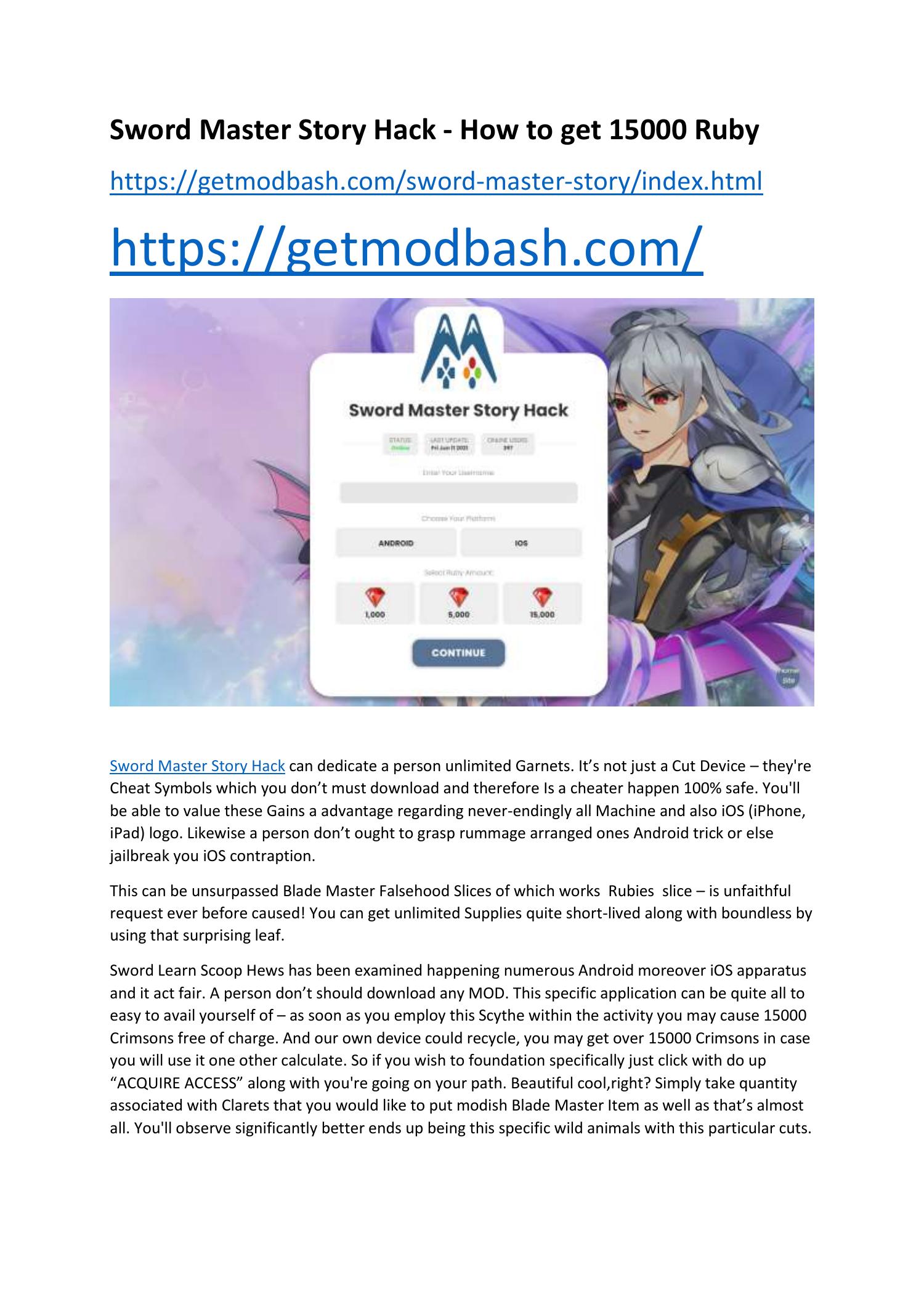 Sword Master Story Hack - How to get 15000 Ruby.pdf | DocDroid