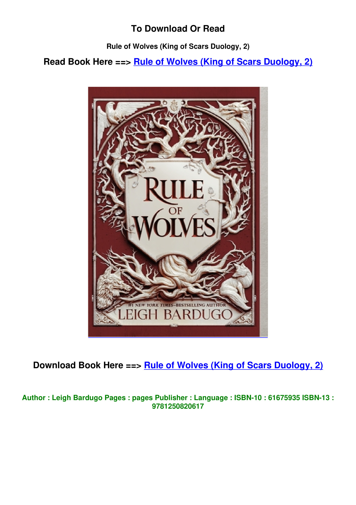 download PDF Rule of Wolves King of Scars Duology 2 By Leigh Bardugo ...