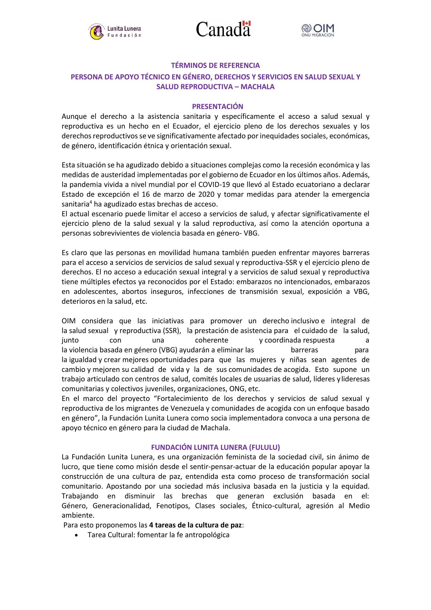 TDR Técnica de apoyo en género y DSSSR - Machala.pdf | DocDroid