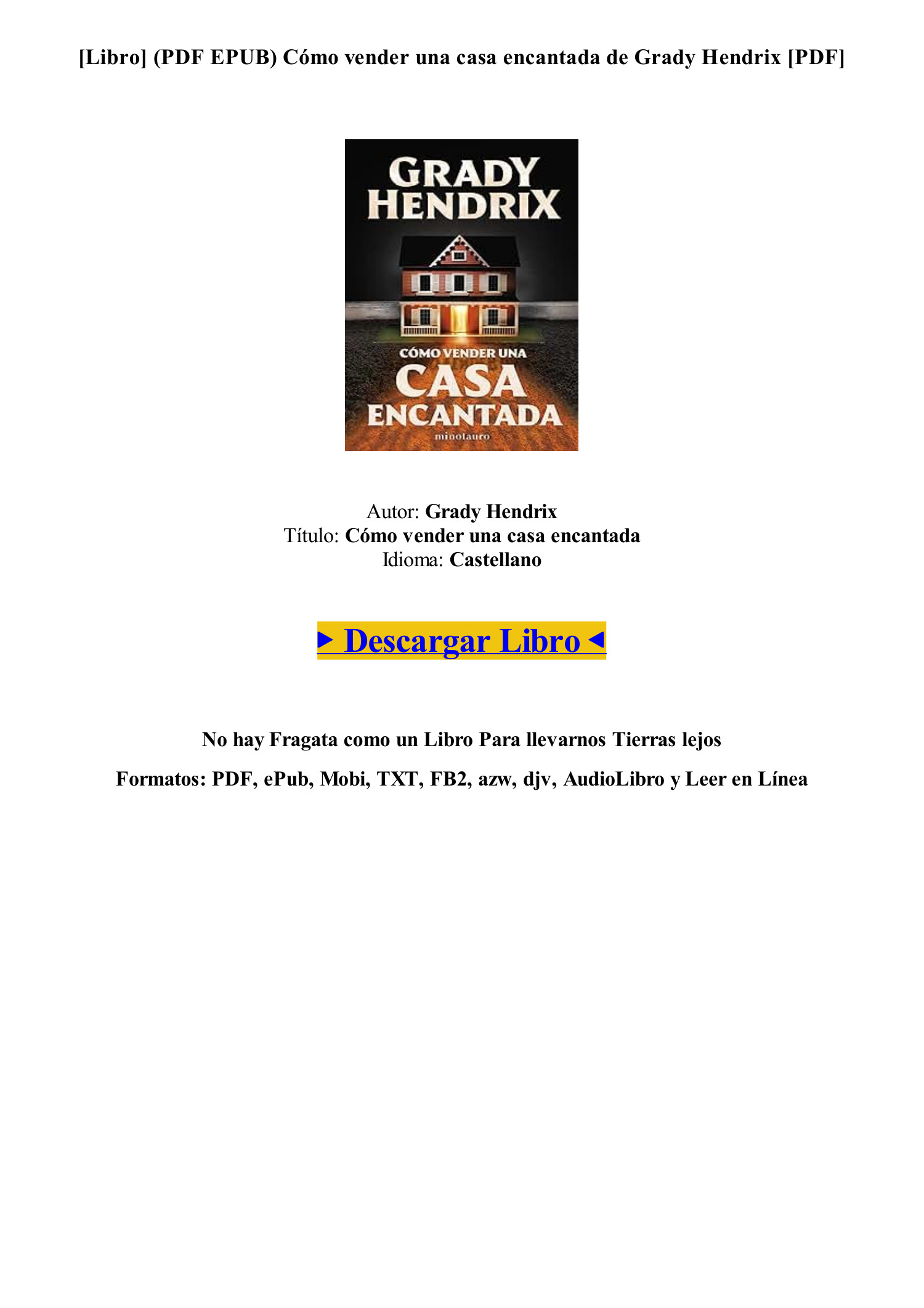 (GRATIS) [PDF FB2] Cómo vender una casa encantada de Grady Hendrix Libro.pdf | DocDroid