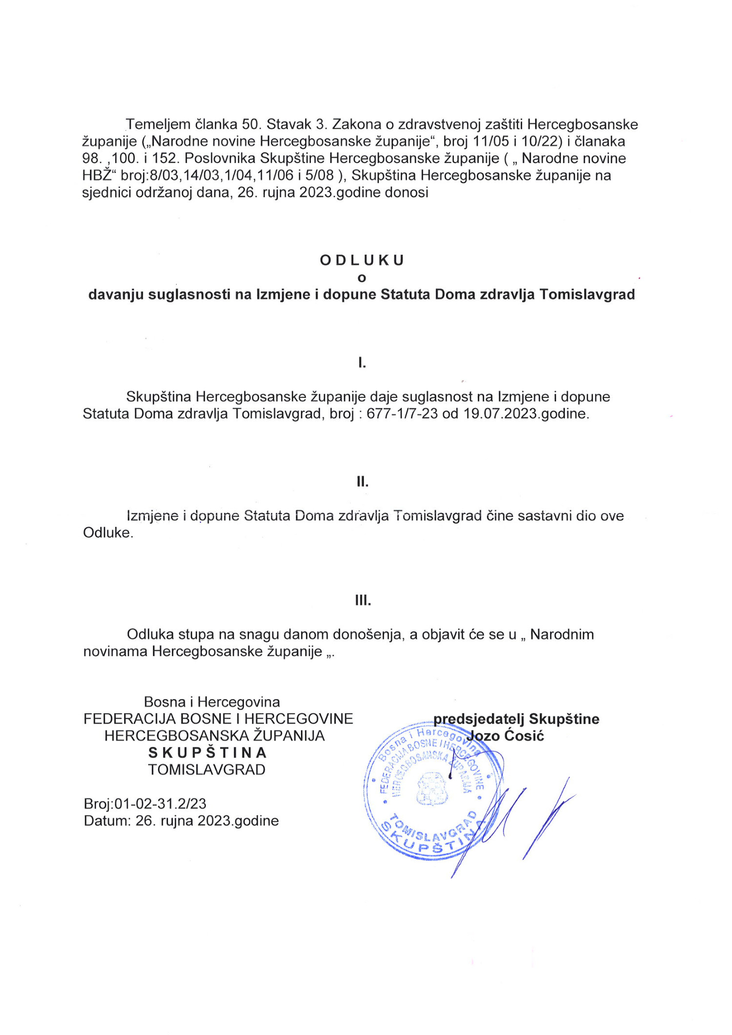 odluka o izmjeni statuta.pdf | DocDroid