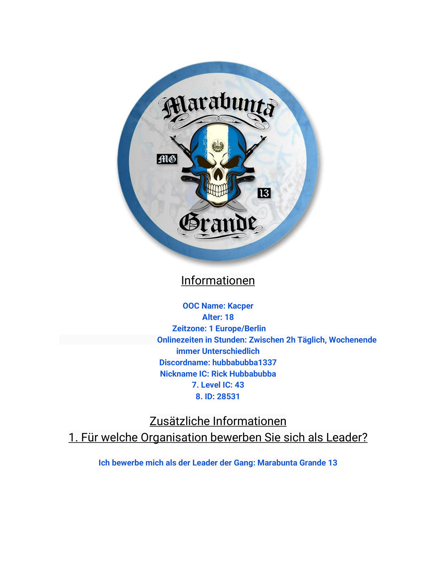 Bewerbung als Leader der ,,Marabunta Grande13´´.docx | DocDroid