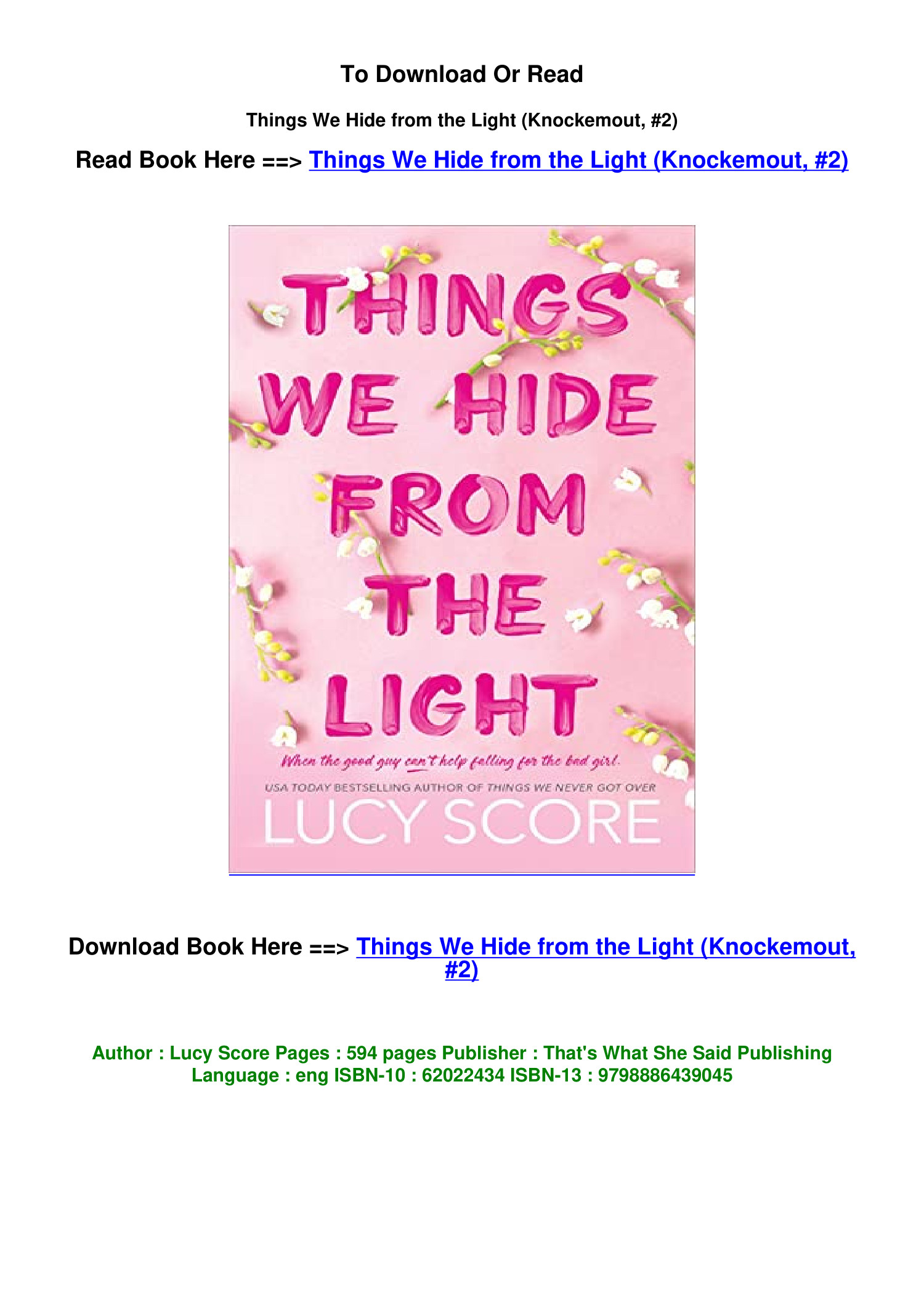 pdf Download Things We Hide from the Light Knockemout 2 by Lucy Score.pdf | DocDroid