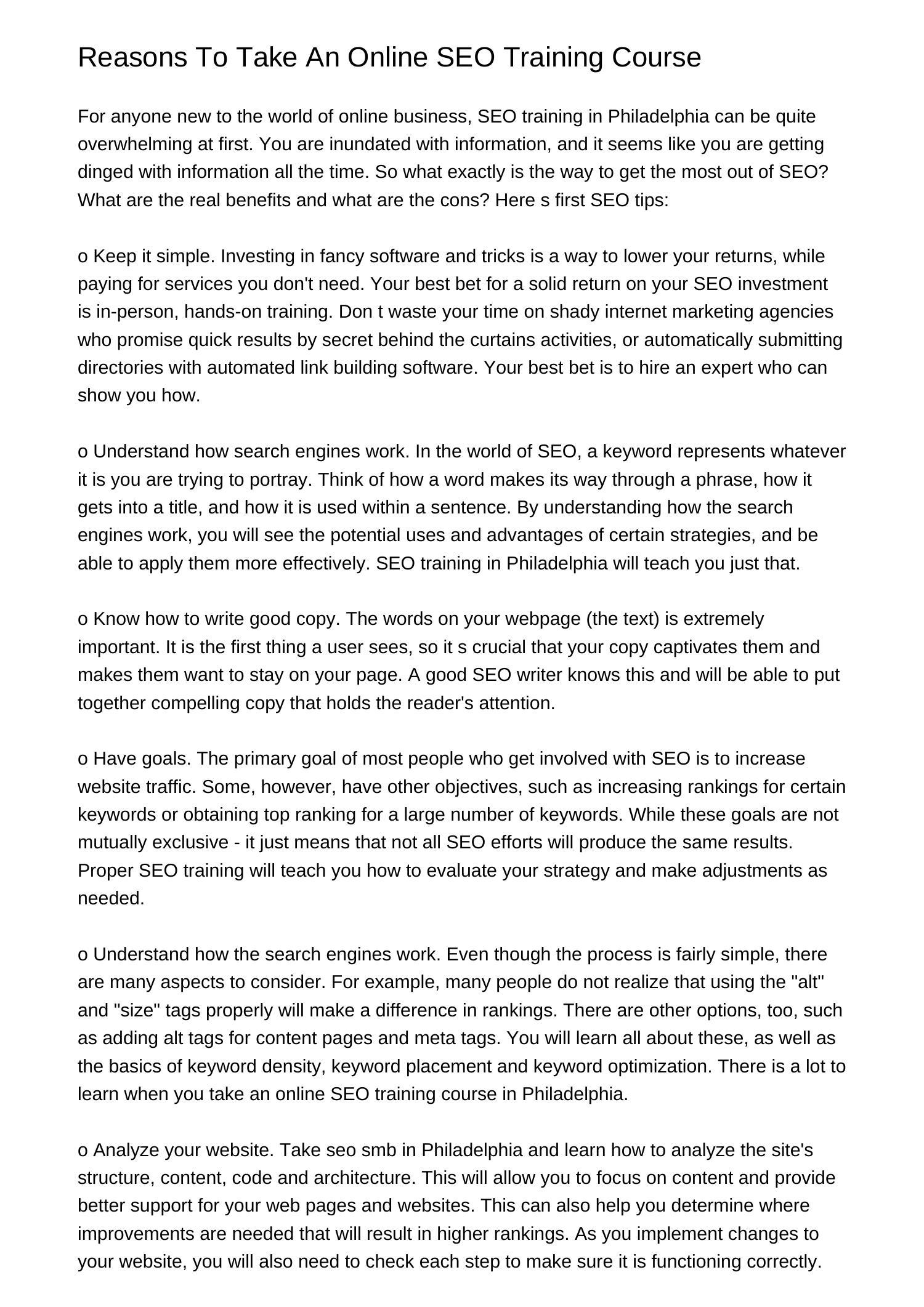 Reasons To Take An Online SEO Training Coursezuvcn.pdf.pdf | DocDroid