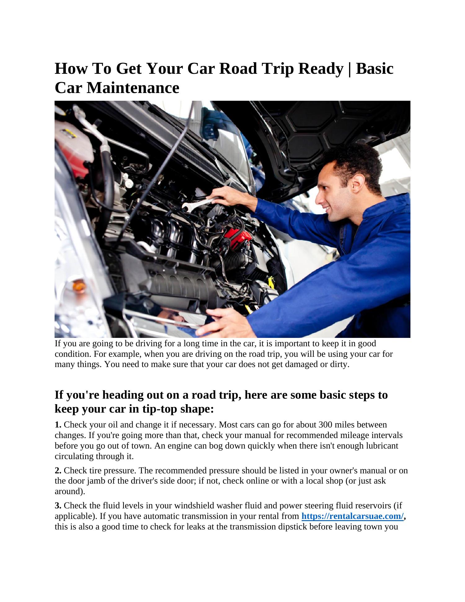 How To Get Your Car Road Trip Ready Basic Car Maintenance.pdf | DocDroid