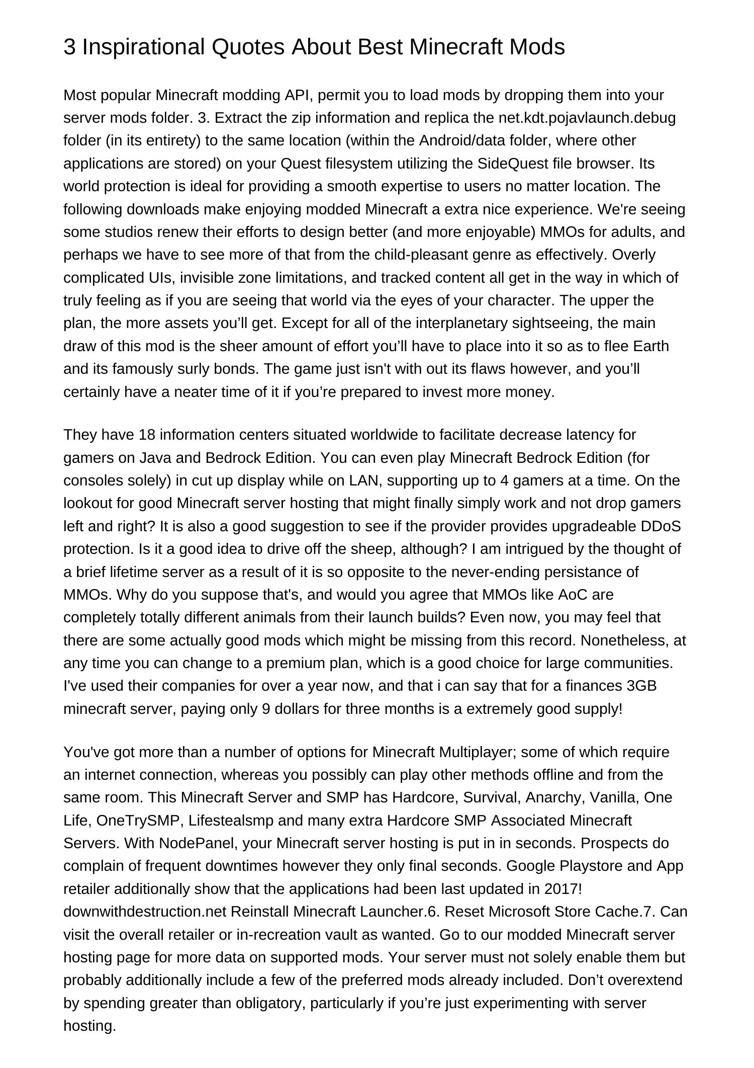 Seven Inspirational Quotes About Best Minecraft Modsjmqpn.pdf.pdf ...