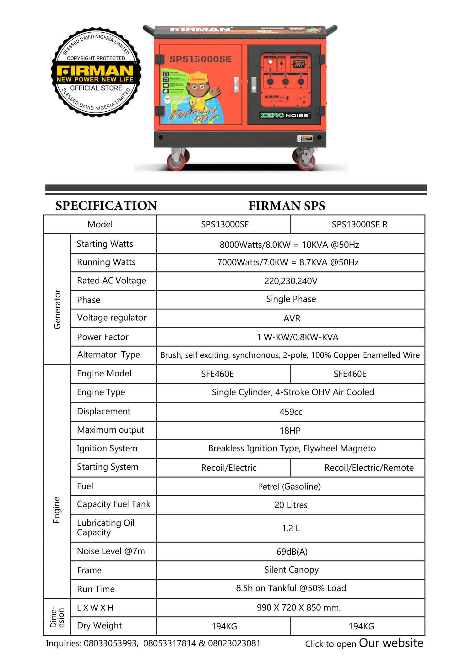 FIRMAN SPS13000SE.pdf | DocDroid
